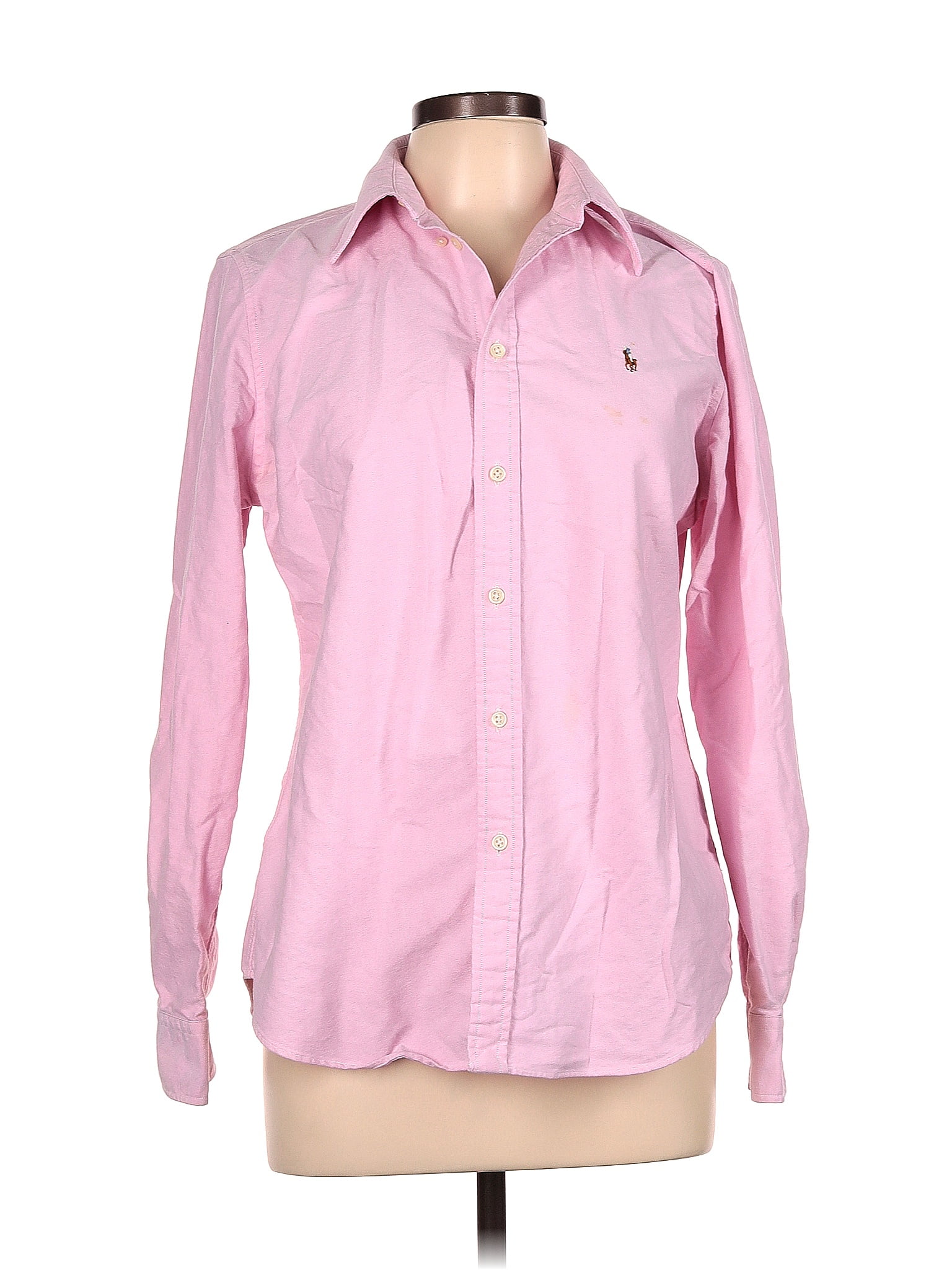 Ralph Lauren 100% Cotton Solid Pink Long Sleeve Button-Down Shirt Size L - 68% off | ThredUp