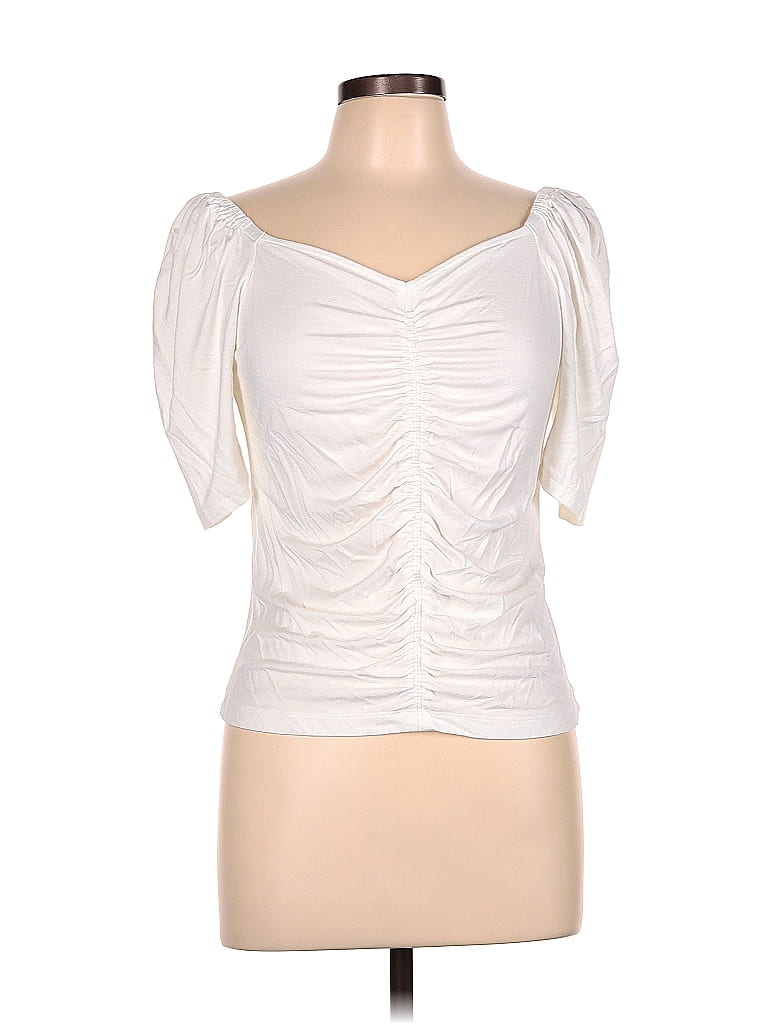 Gap Solid White Ivory Short Sleeve Top Size L - 66% off | ThredUp