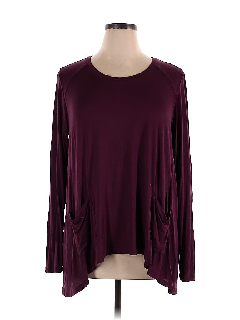Logo By Lori Goldstein Solid Purple Burgundy Long Sleeve T Shirt Size