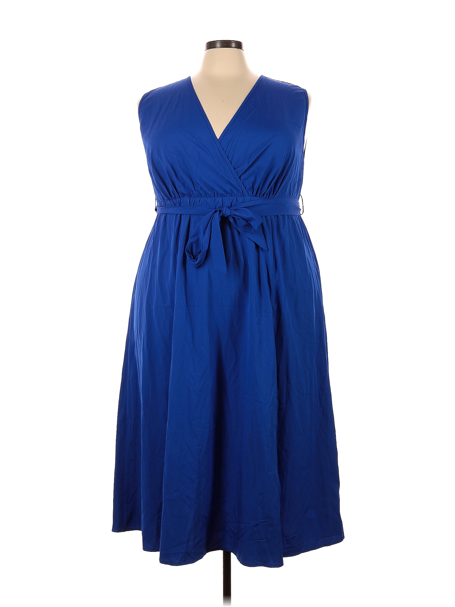Shein 100% Polyester Solid Sapphire Blue Casual Dress Size 3X (Plus ...