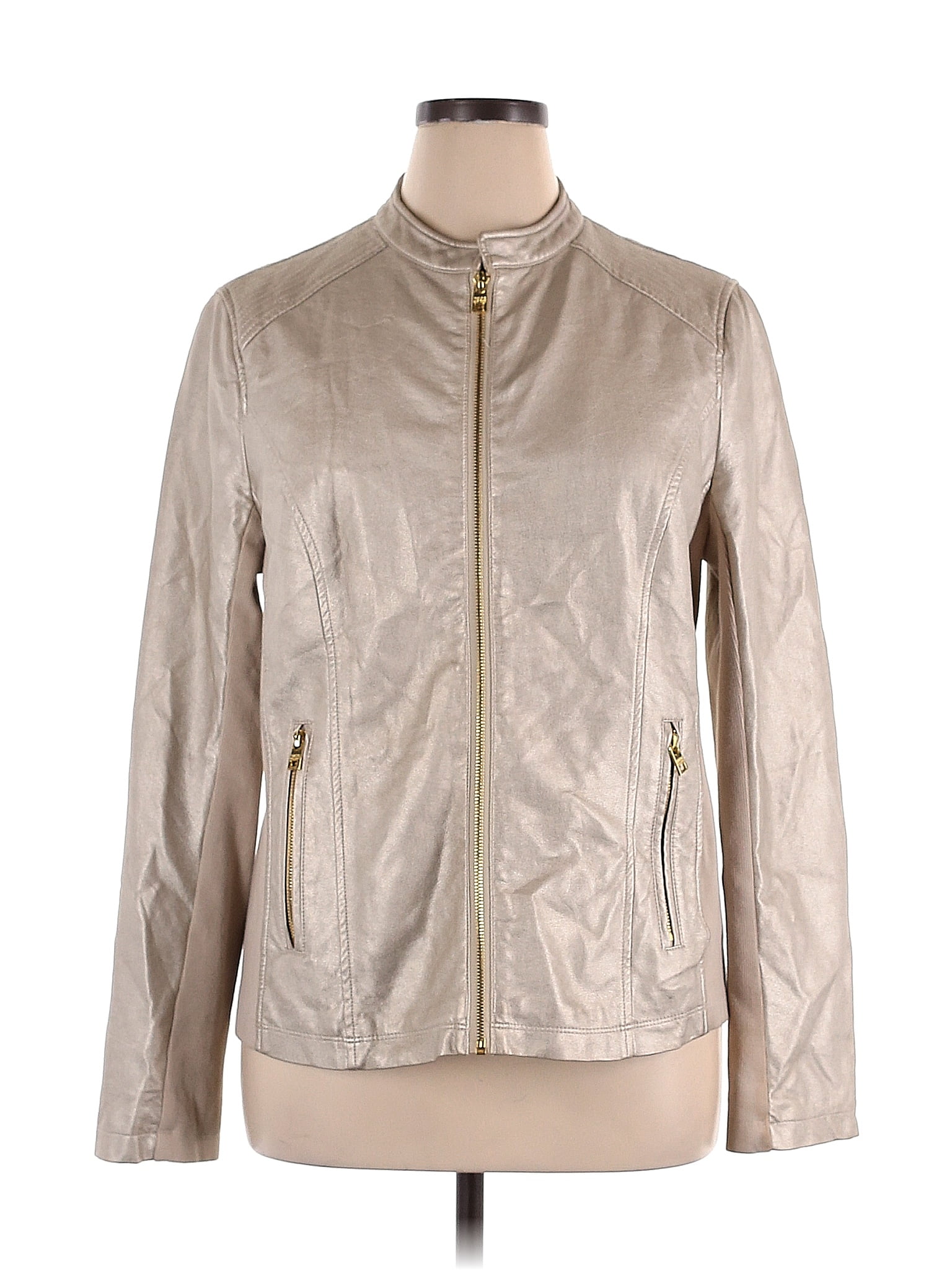 Marc New York Andrew Marc 100% Polyurethane Solid Tan Gold Jacket Size ...