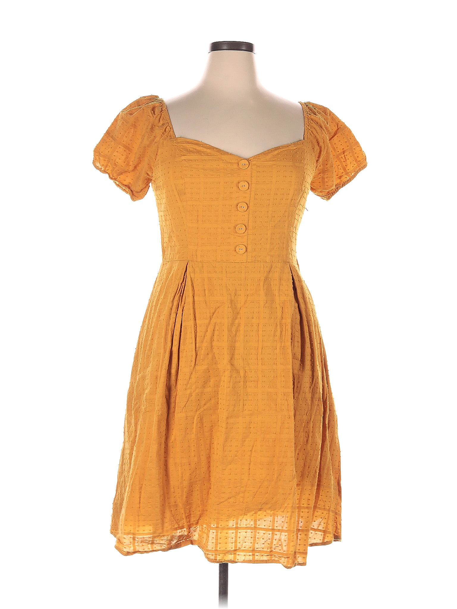 ModCloth 100% Cotton Solid Yellow Orange Casual Dress Size XL - 53% off ...