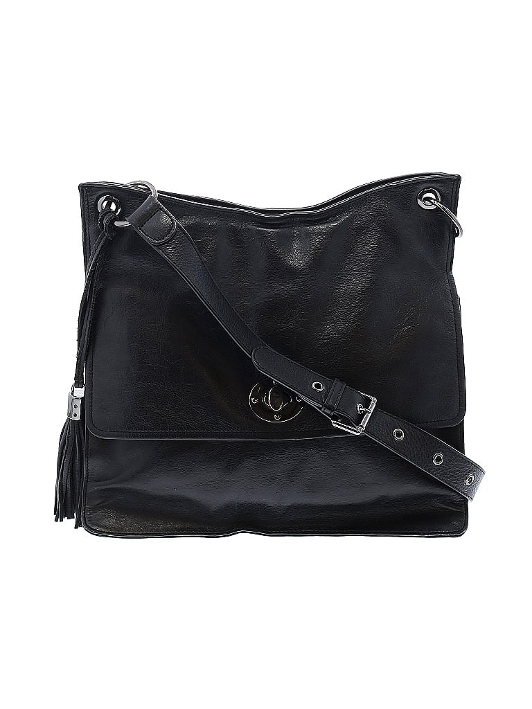 RACHEL Rachel Roy 100% Leather Solid Black Leather Crossbody Bag One ...