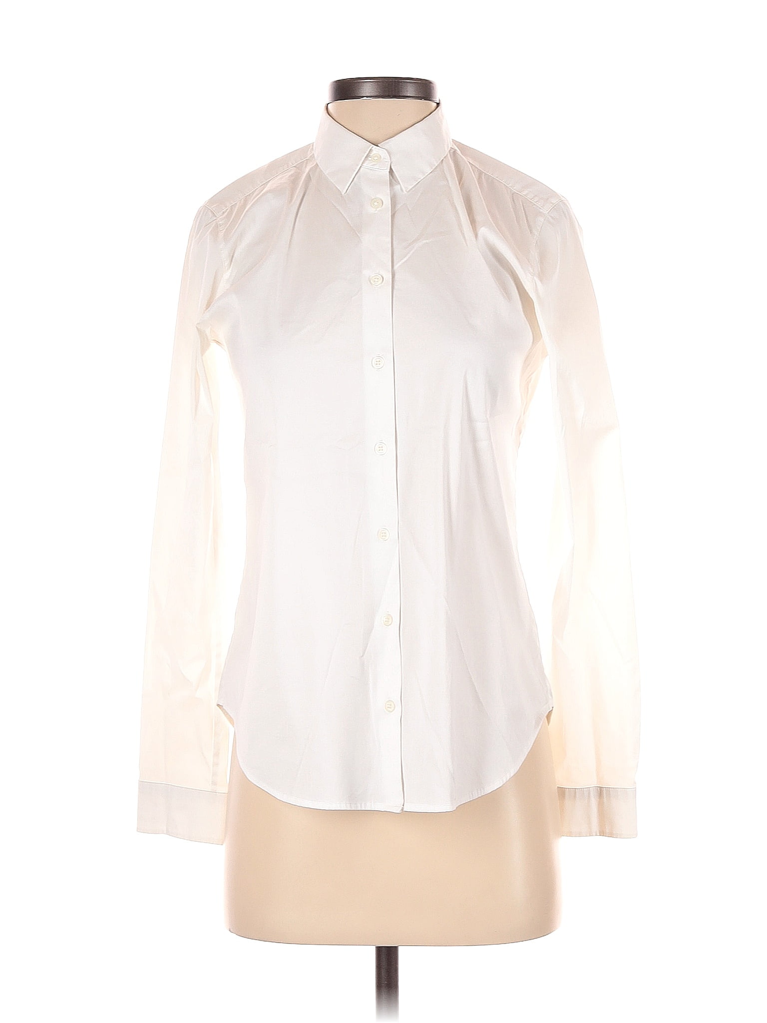 Uniqlo Solid White Ivory Long Sleeve Button Down Shirt Size Xs 50