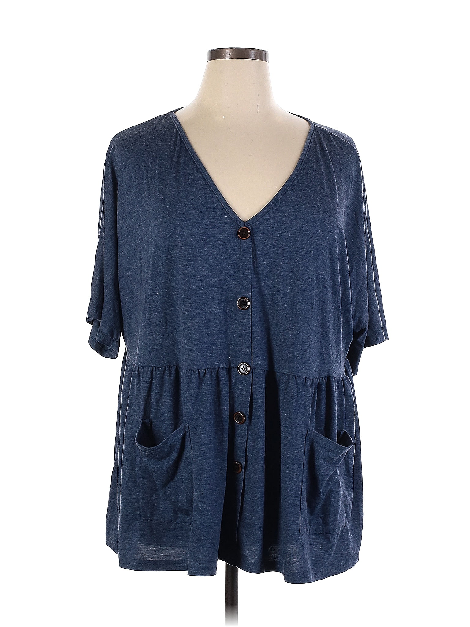 BLOOMCHIC Marled Blue Short Sleeve Top Size 18 - 20 - 52% off | ThredUp