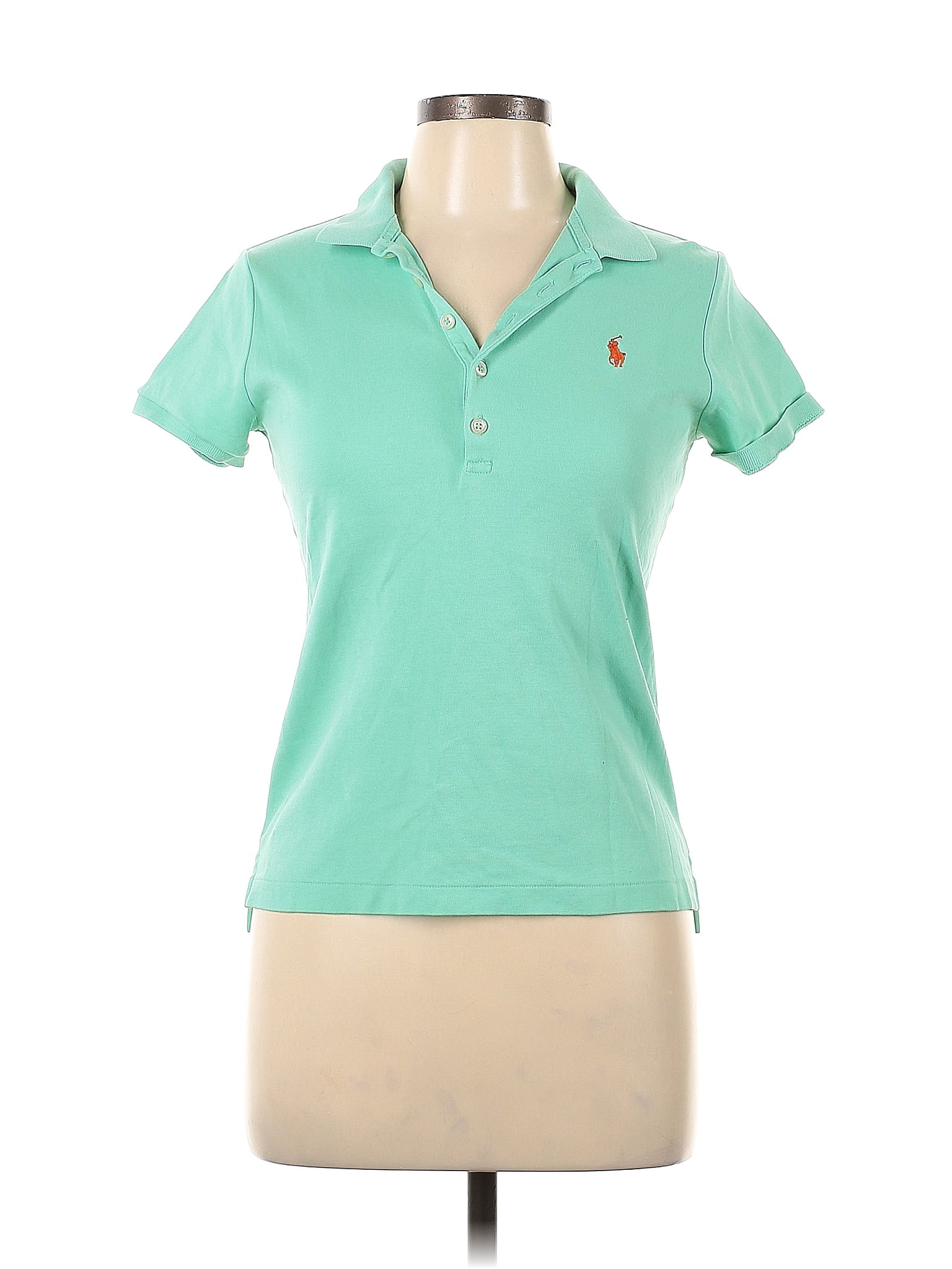 Ralph Lauren 100 Cotton Solid Green Short Sleeve Polo Size L 74 Off