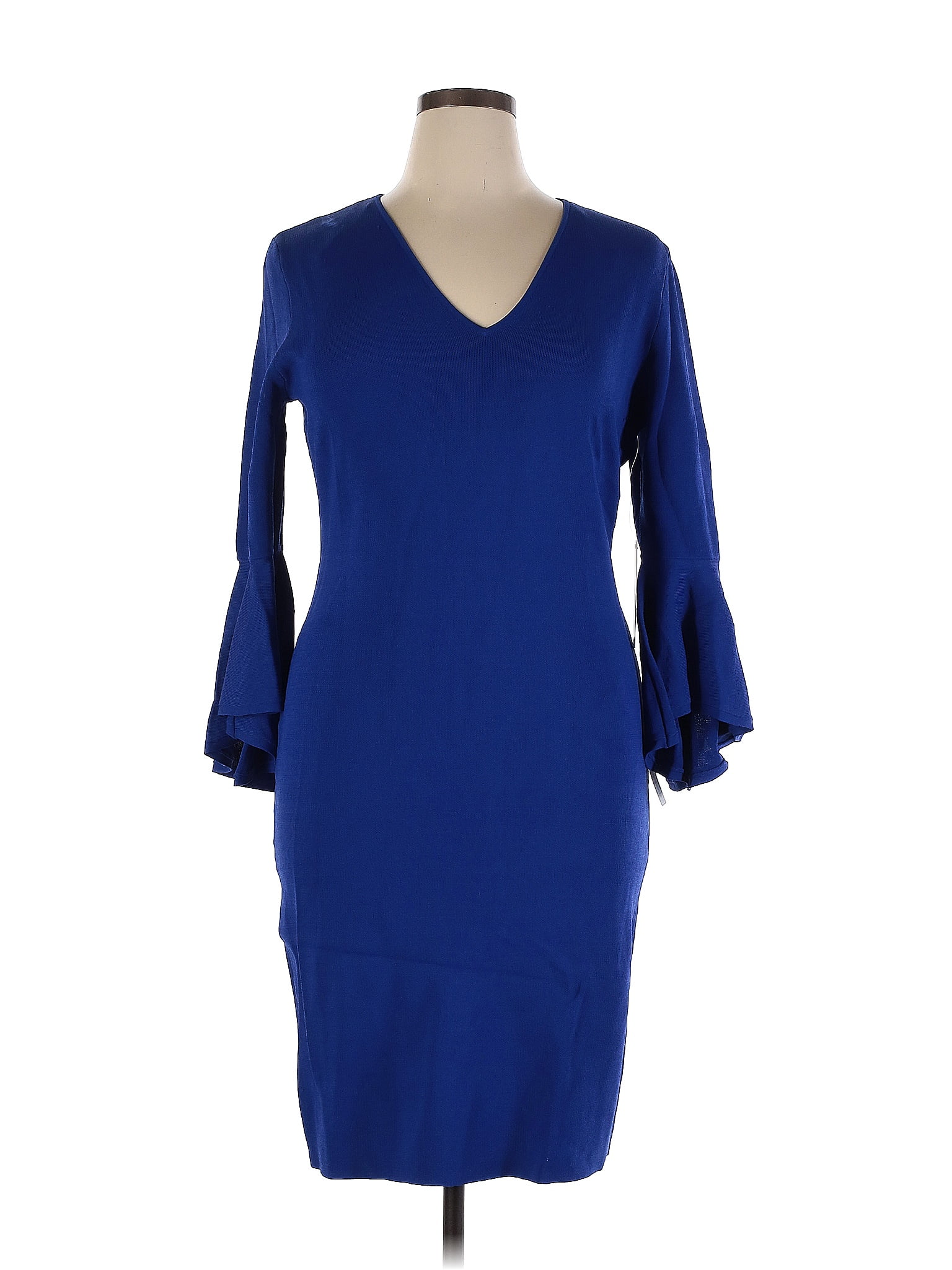 Eliza J Solid Sapphire Blue Casual Dress Size Xl 78 Off Thredup