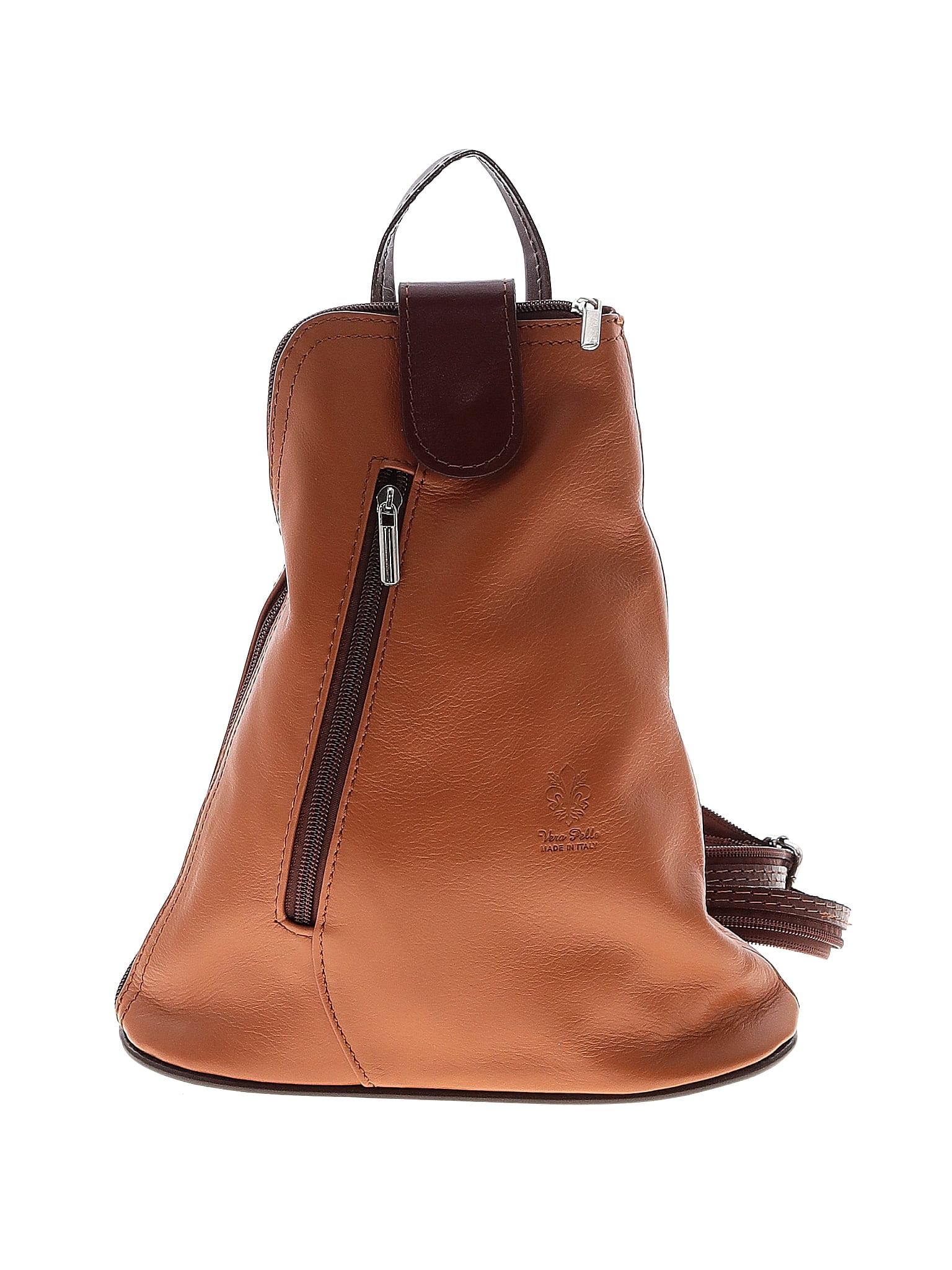 Vera Pelle 100% Leather Solid Brown Leather Backpack One Size - 55% off ...