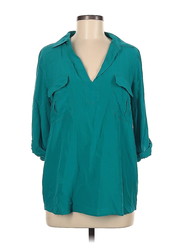 Rory Beca 100% Silk Solid Teal 3/4 Sleeve Blouse Size M - 80% off | ThredUp