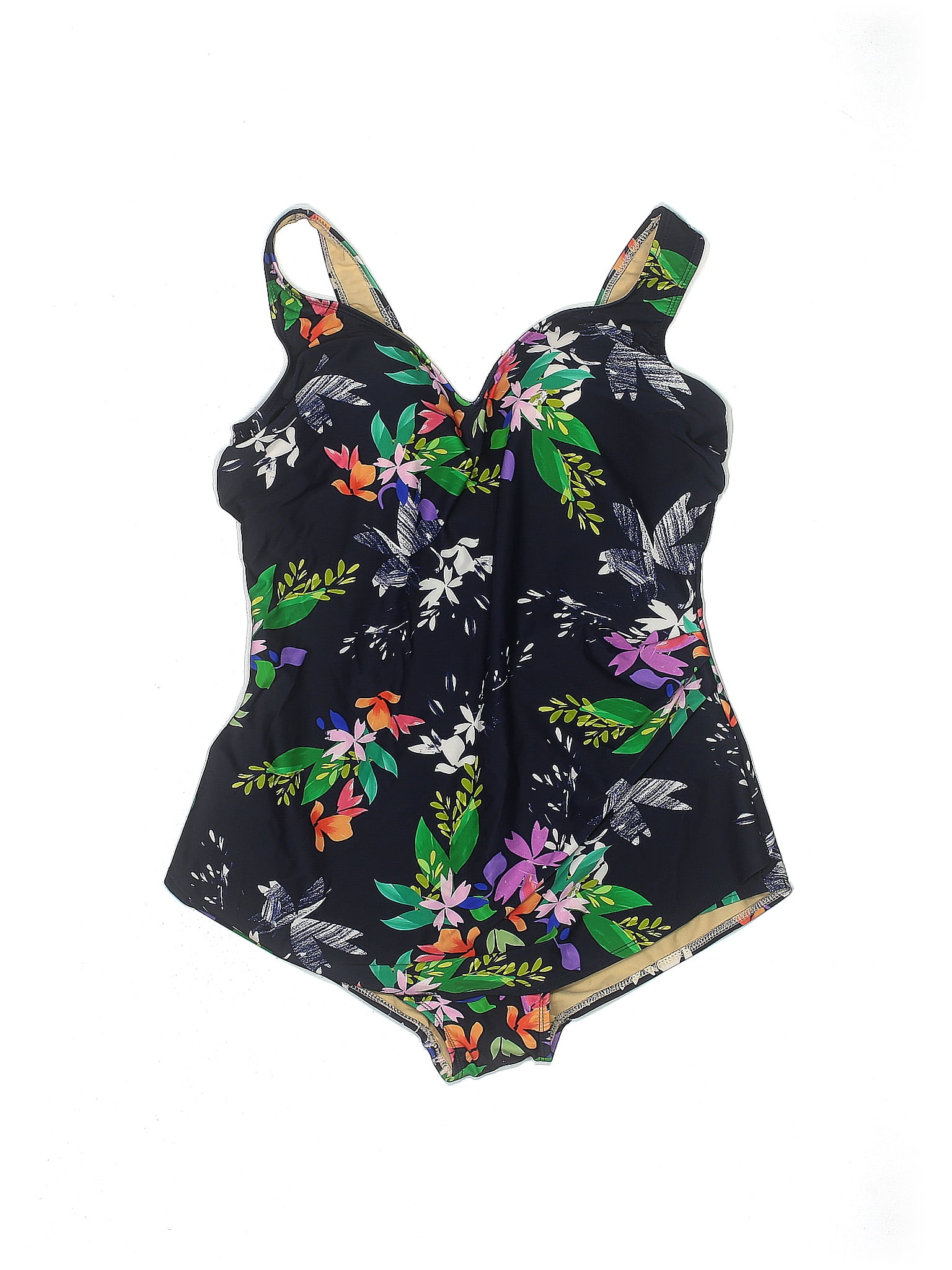 Swimsuits for all Jacquard Tortoise Floral Motif Acid Wash Print Damask ...