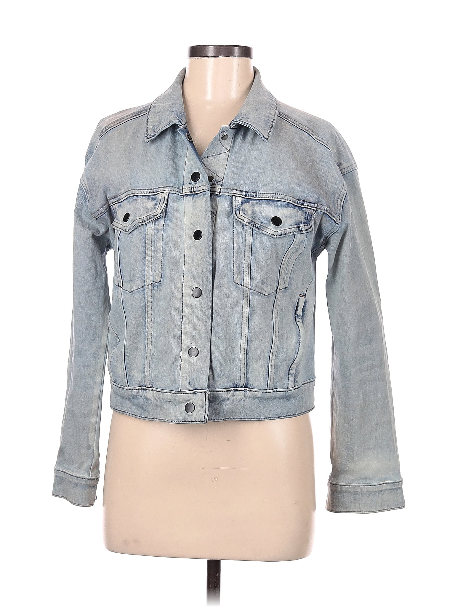 Athleta Solid Gray Blue Denim Jacket Size M - 56% off | ThredUp