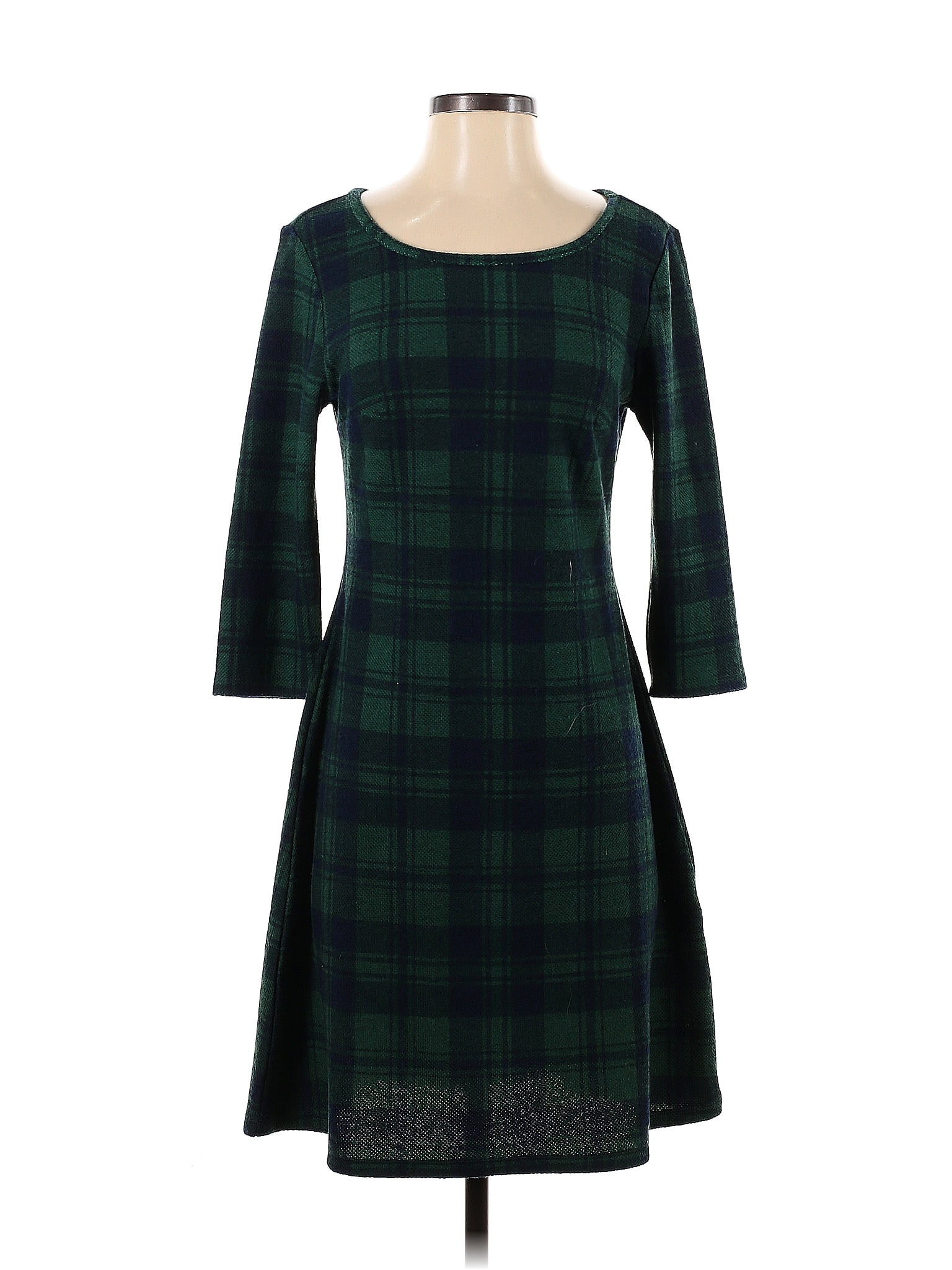 ModCloth 100% Polyester Plaid Multi Color Green Casual Dress Size S ...