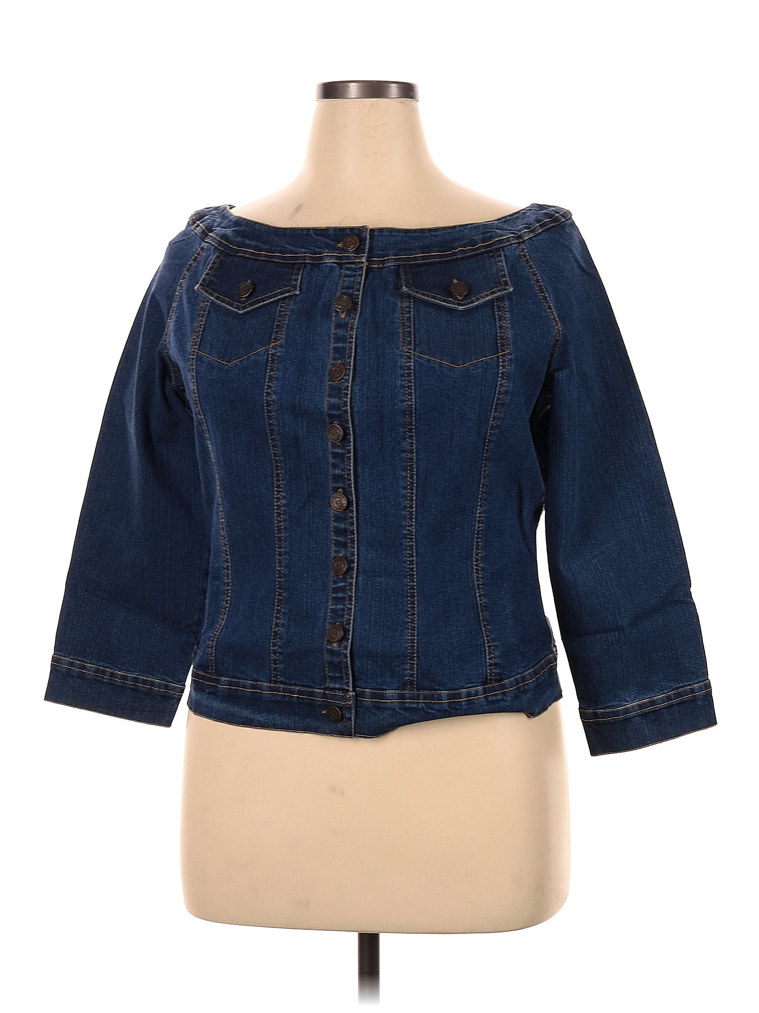 Soft Surroundings Solid Blue Denim Jacket Size XL - 69% off | ThredUp