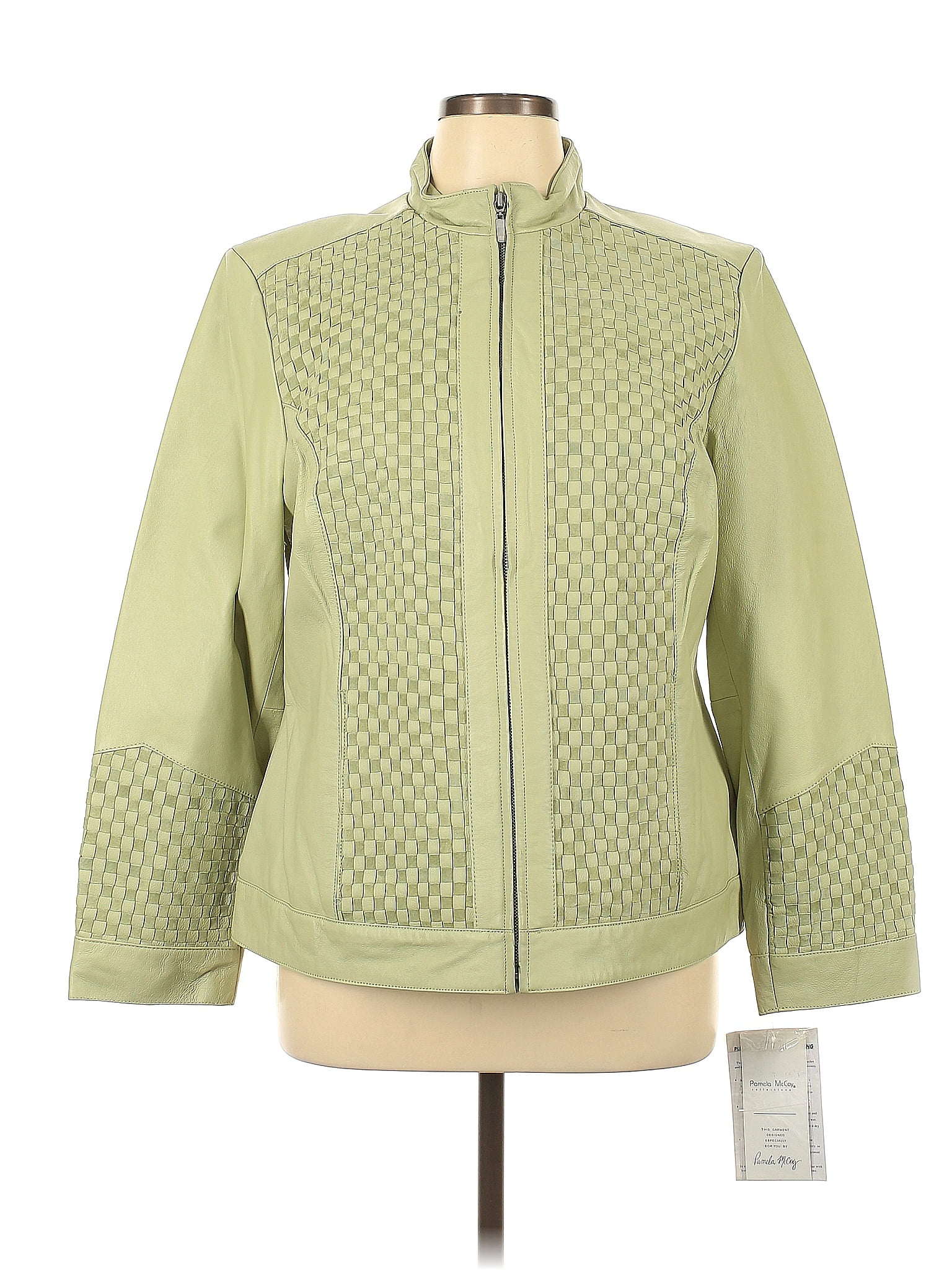 Pamela McCoy 100% Leather Solid Green Leather Jacket Size 1X (Plus ...