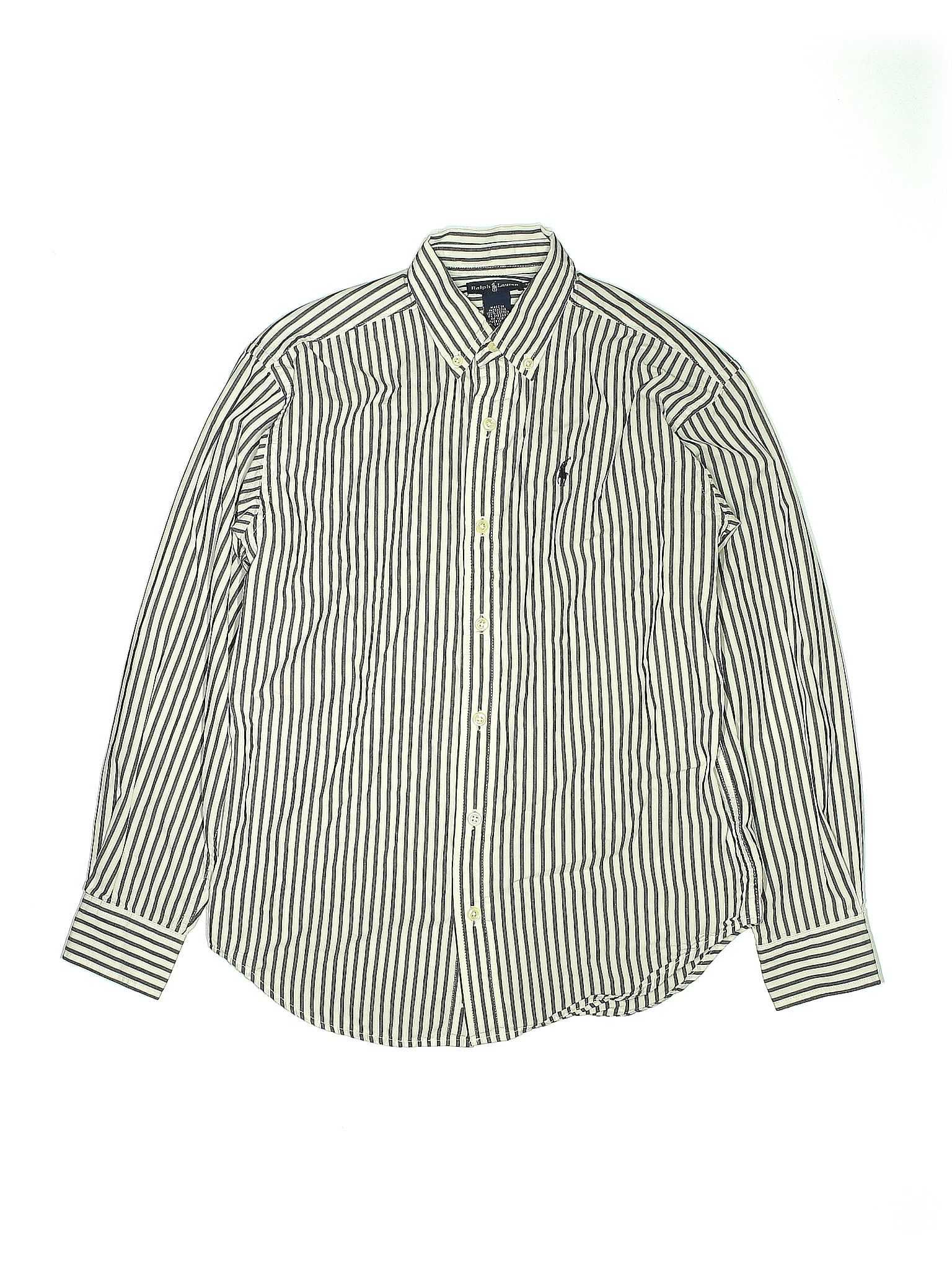 Ralph Lauren 100% Cotton Stripes Ivory Long Sleeve Button-Down Shirt Size M (Youth) - 75% off ...