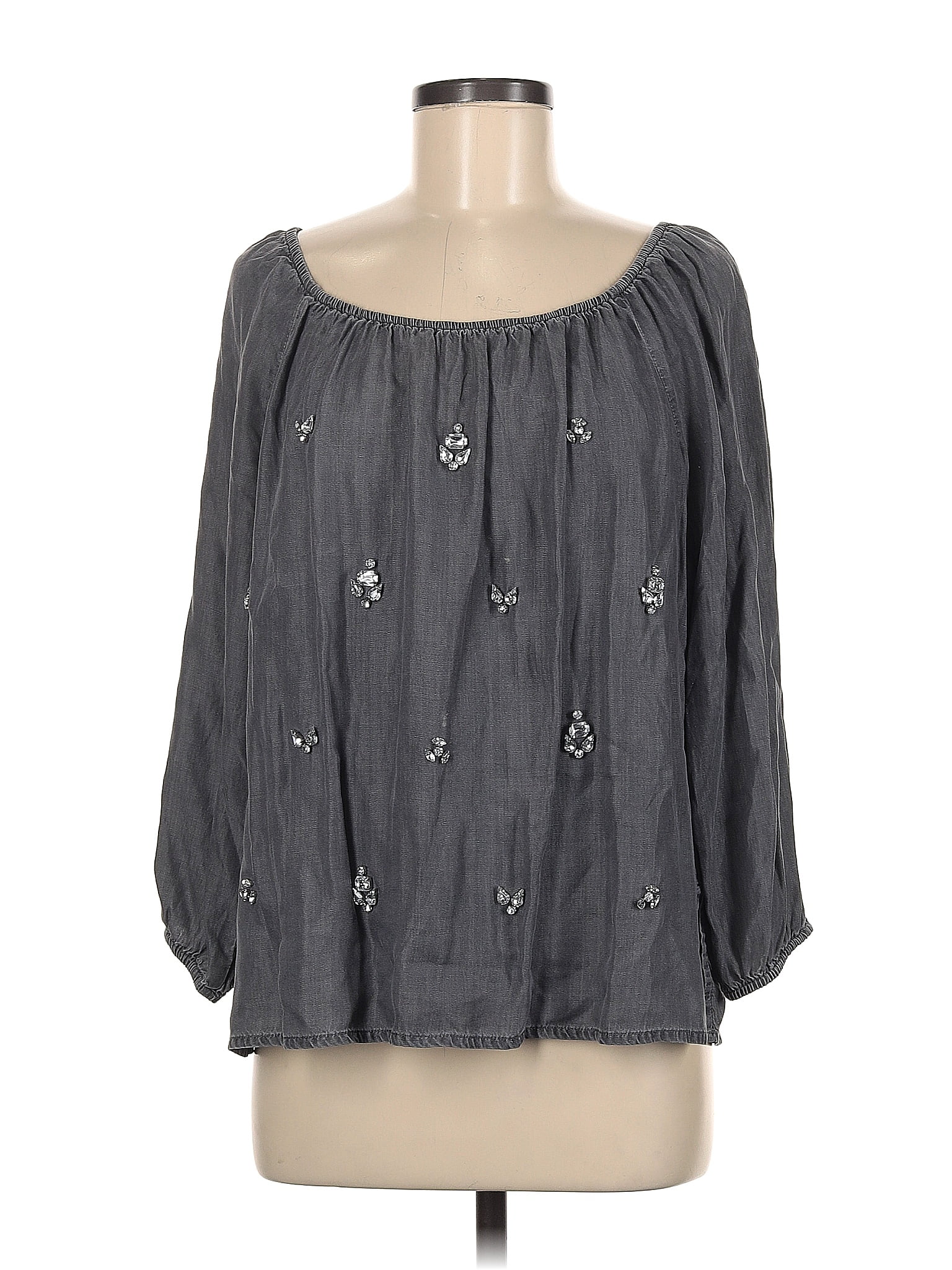 Soho JEANS NEW YORK & COMPANY 100% Lyocell Checkered-gingham Gray Long ...