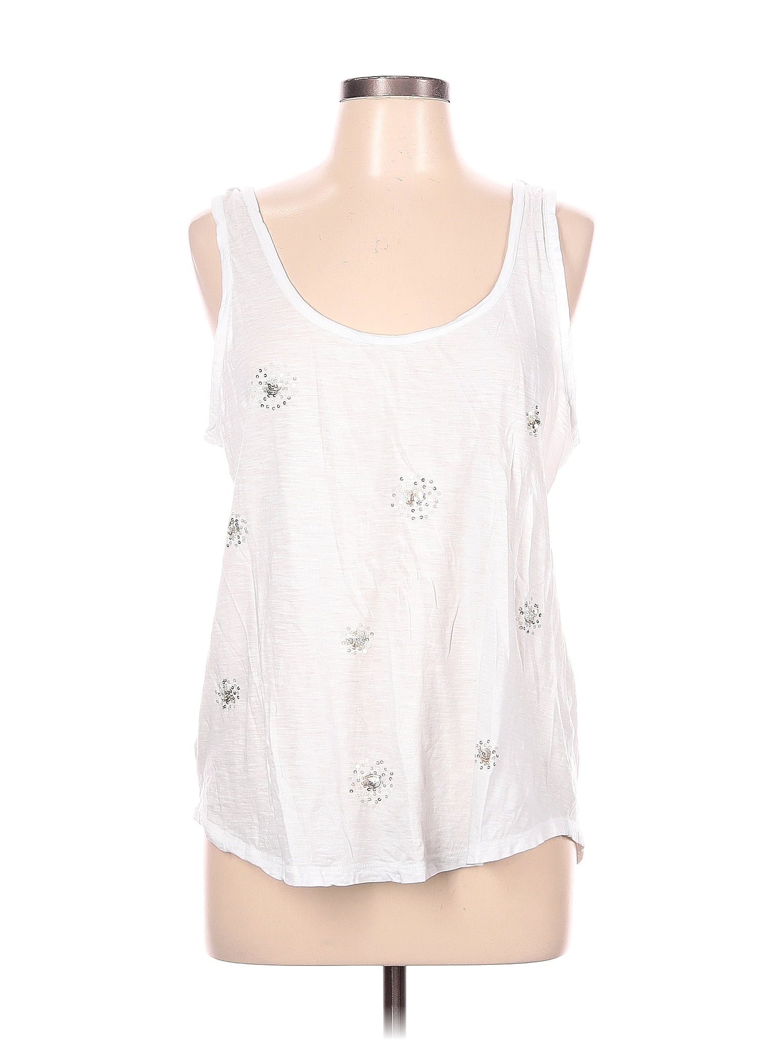 Ann Taylor LOFT Outlet Floral White Tank Top Size L - 53% off | ThredUp