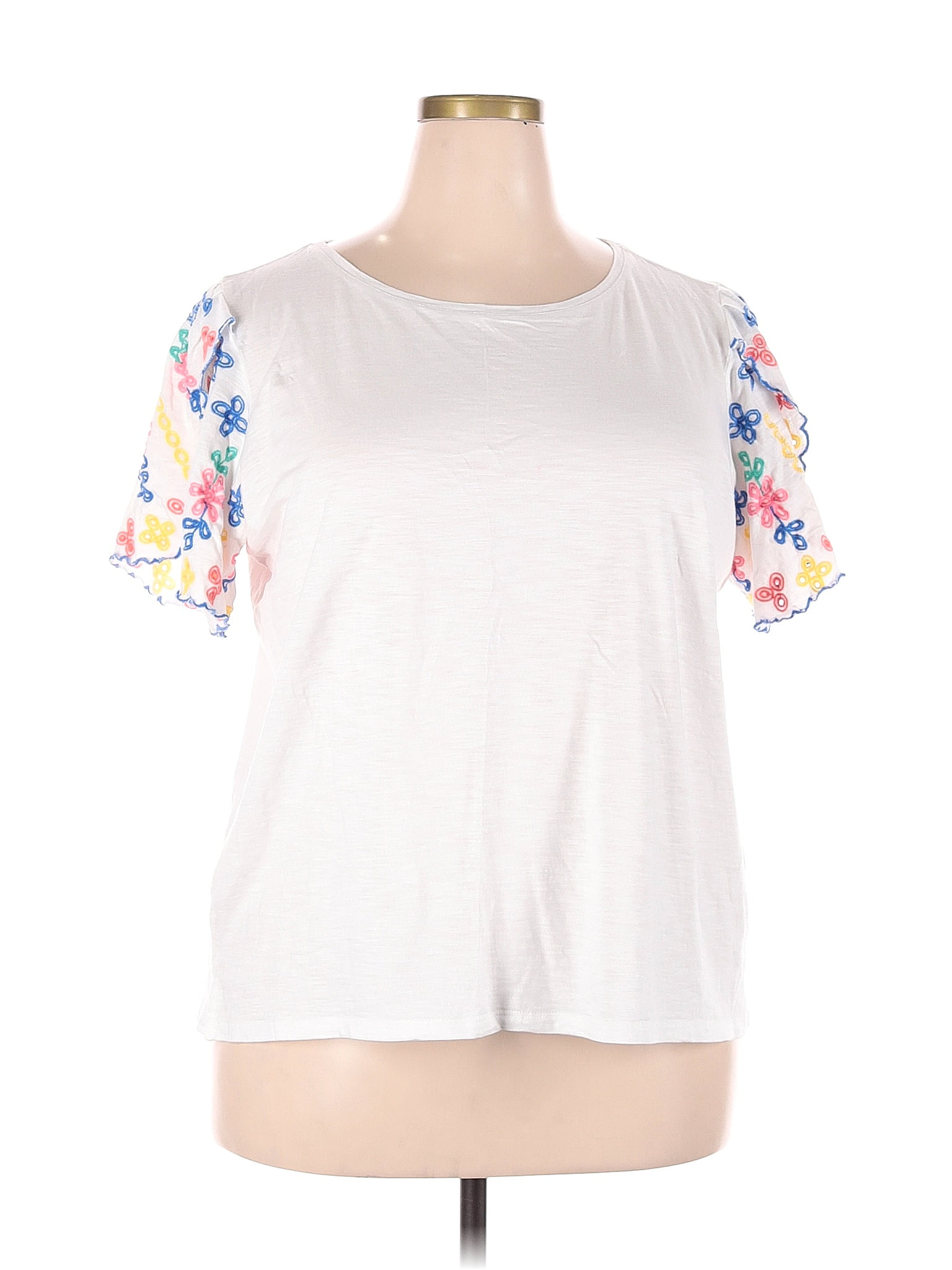 Talbots Floral White Short Sleeve T-Shirt Size 2X (Plus) - 59% off ...