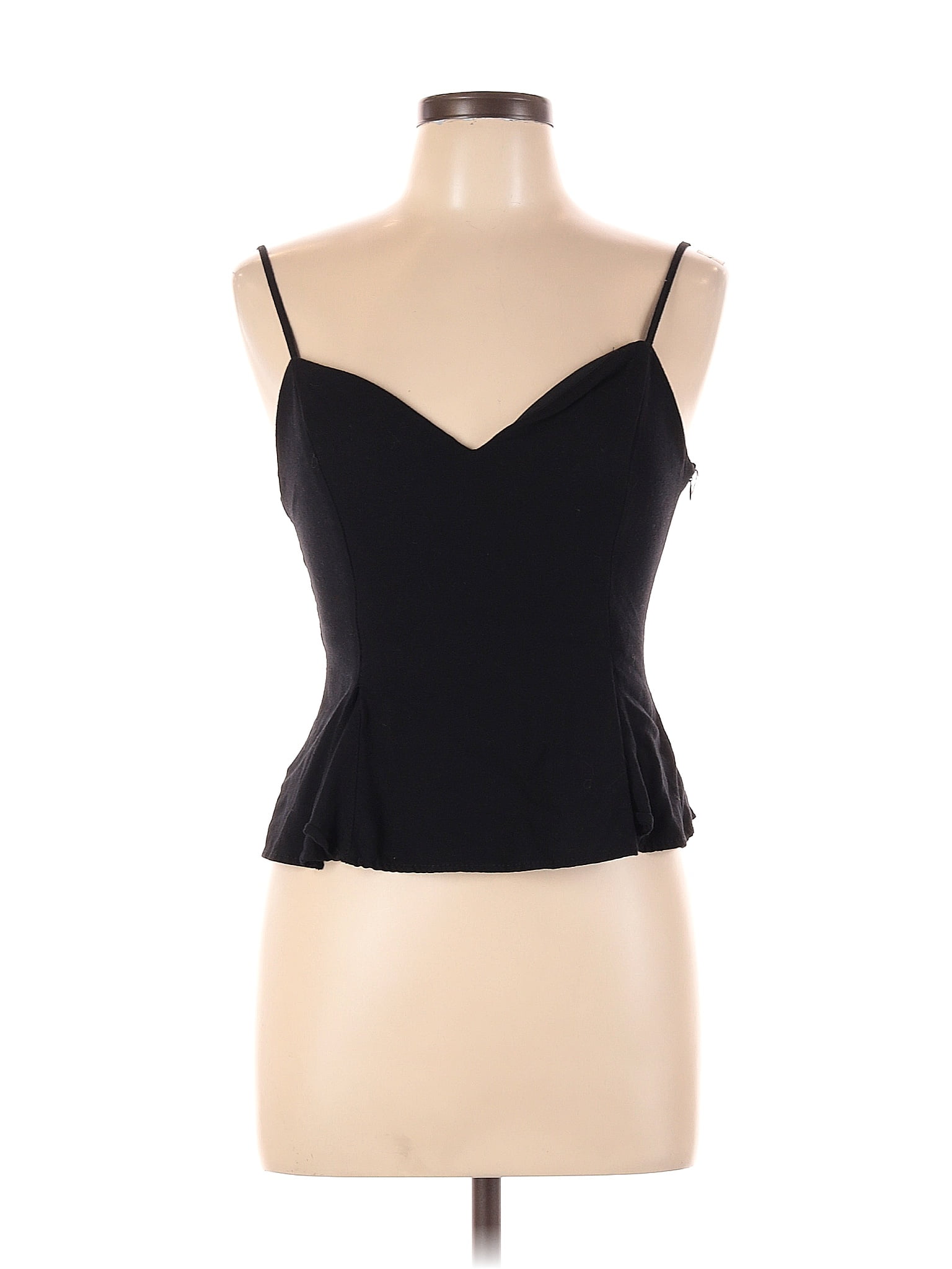 Zara 100 Cotton Solid Black Sleeveless Top Size L 41 Off Thredup