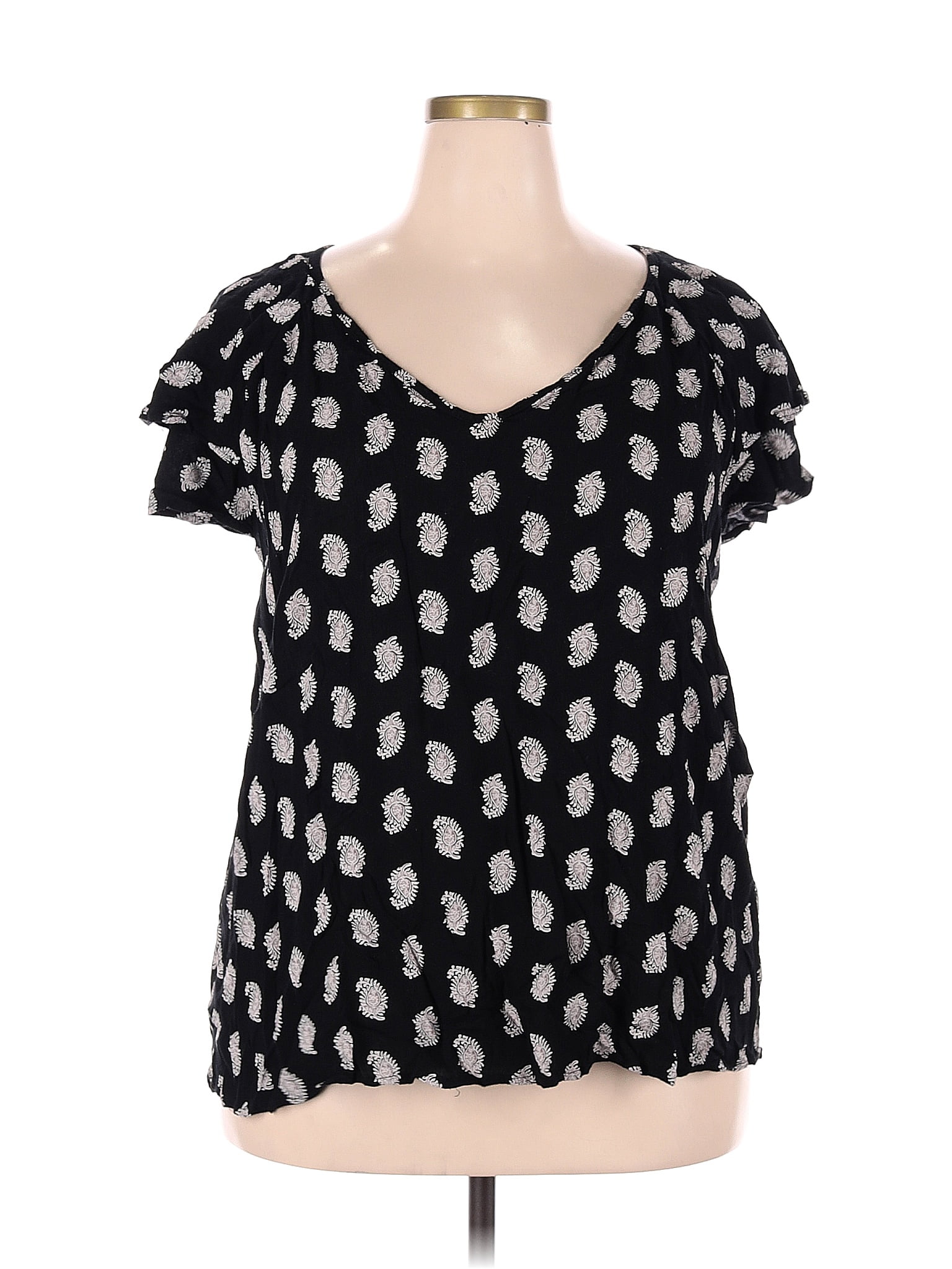 Old Navy Polka Dots Black Short Sleeve Blouse Size Xxl 46 Off Thredup