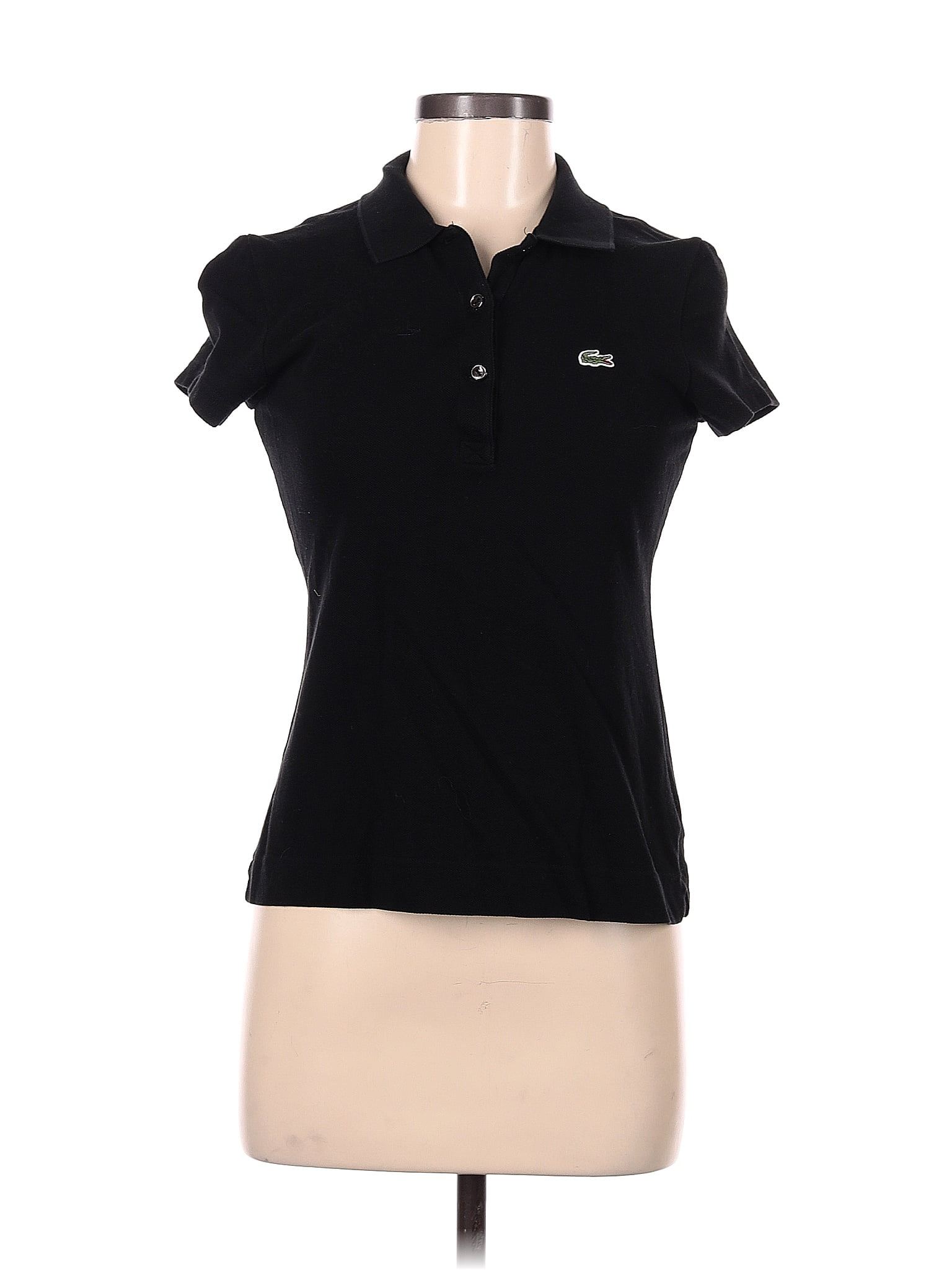 Lacoste 100 Cotton Solid Black Short Sleeve Polo Size 38 Eu 69