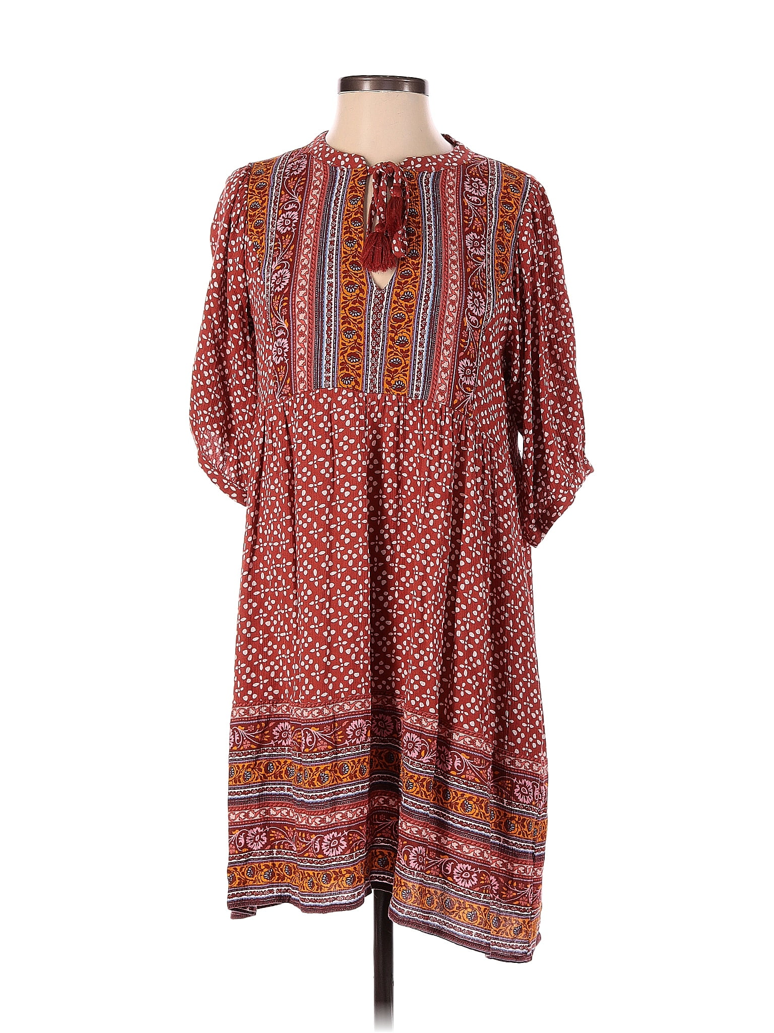Knox Rose 100 Rayon Multi Color Burgundy Casual Dress Size S 28 Off