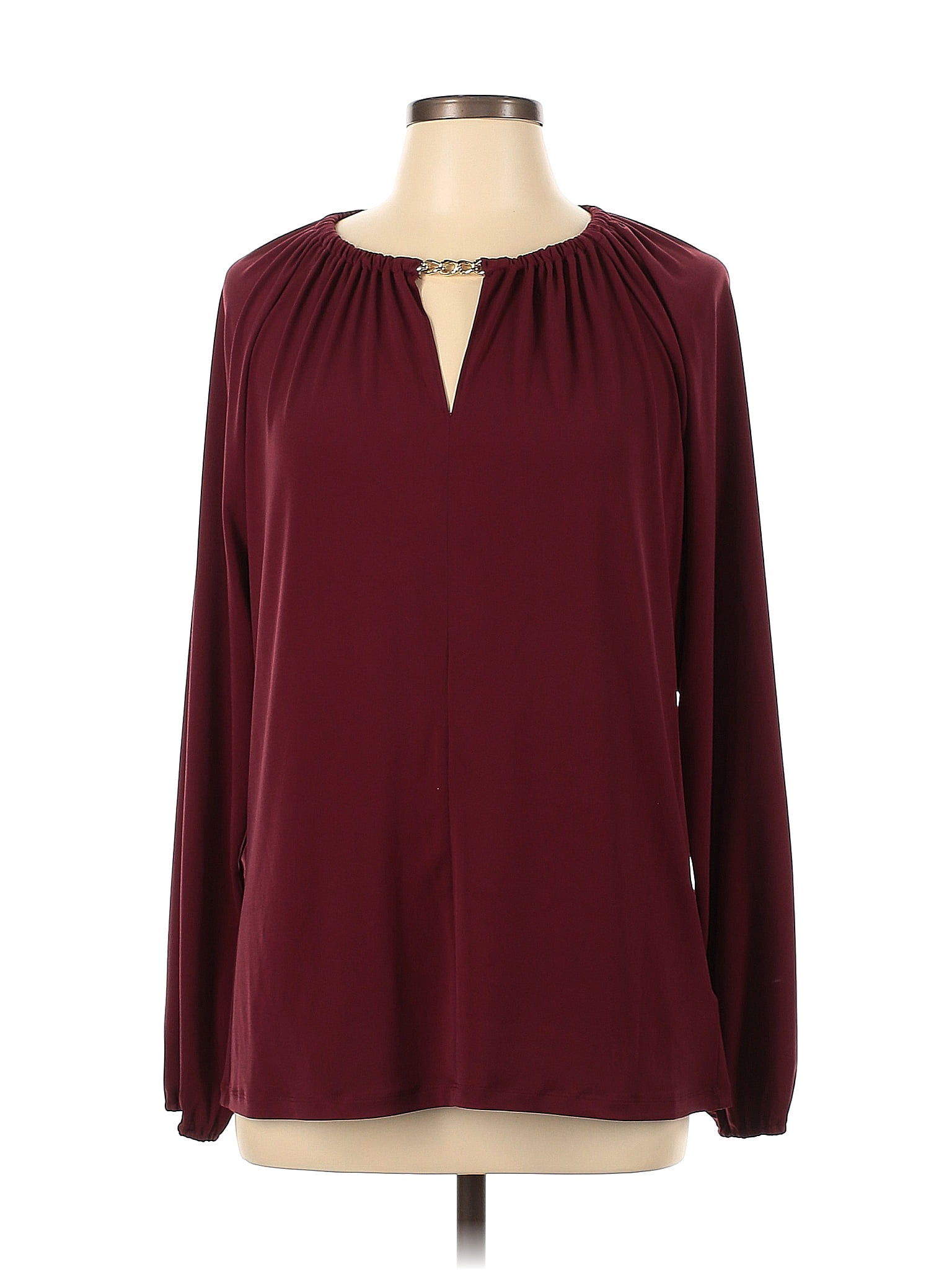 Michael Michael Kors Burgundy Long Sleeve Blouse Size L 71 Off Thredup