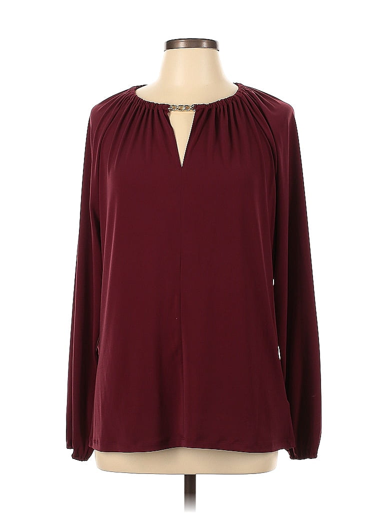 Michael Michael Kors Burgundy Long Sleeve Blouse Size L 71 Off Thredup