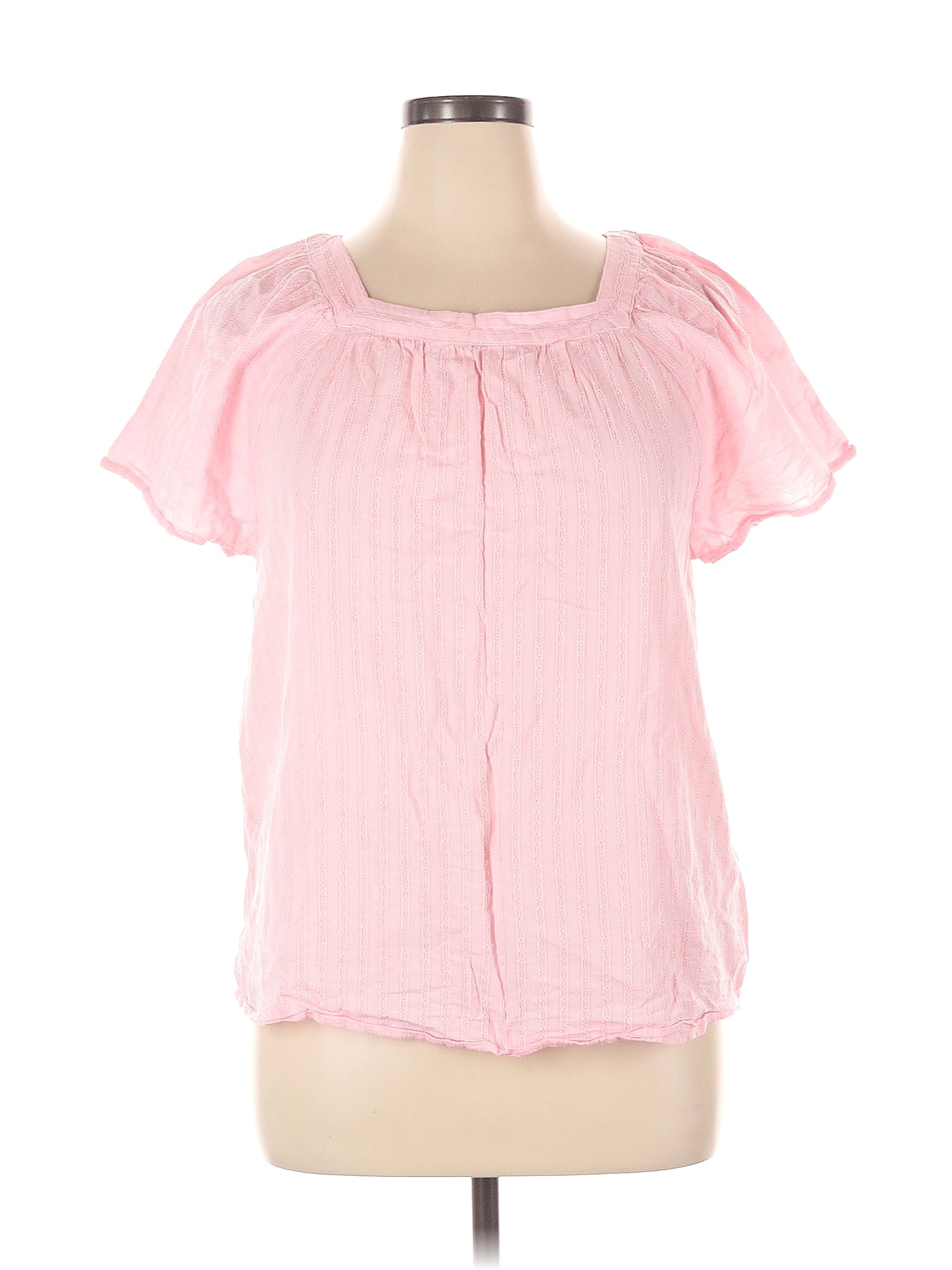 Styleandco 100 Cotton Pink Short Sleeve Blouse Size Xl 60 Off Thredup