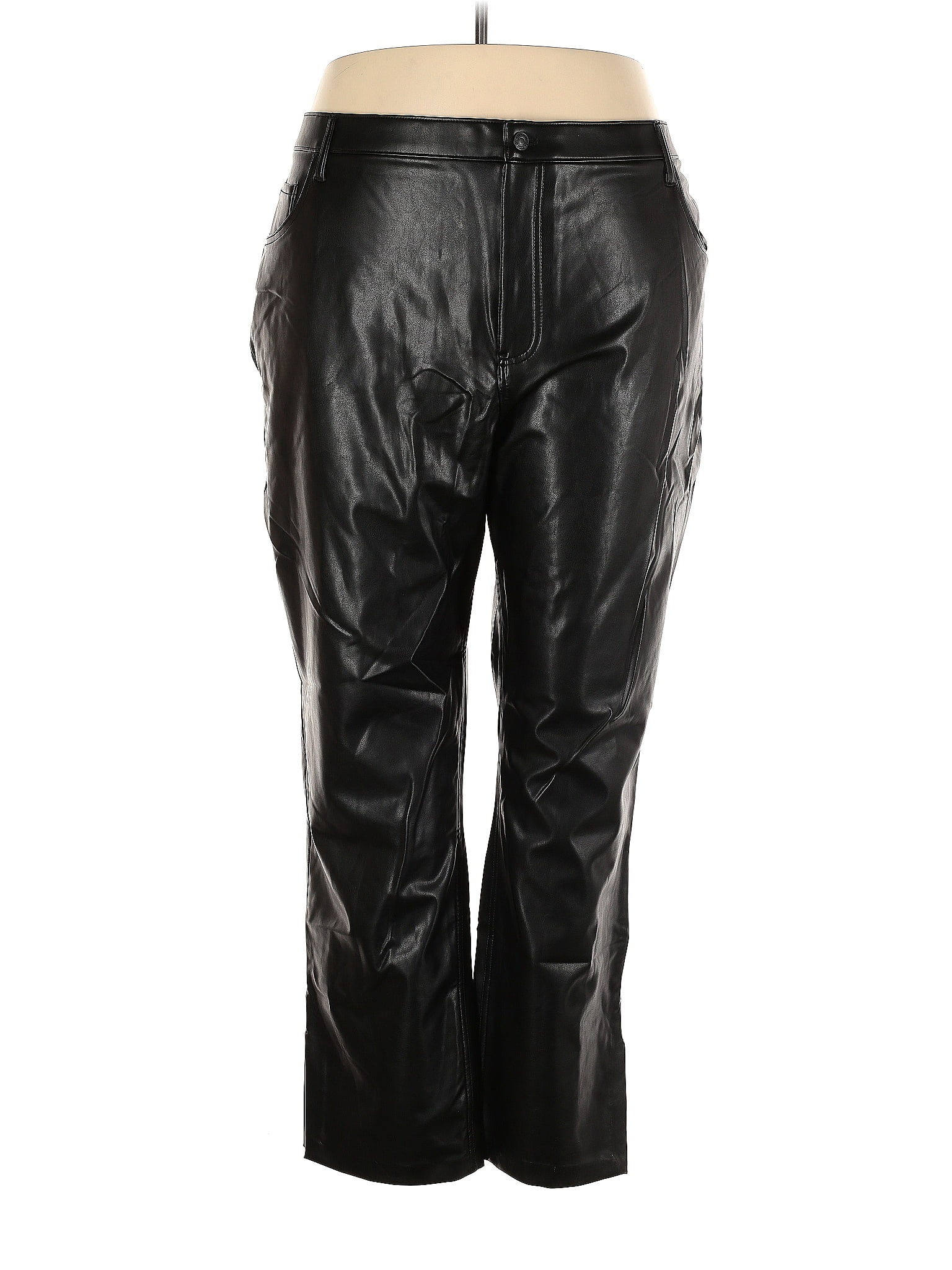 Abercrombie & Fitch 100% Polyurethane Solid Black Faux Leather Pants 37 ...