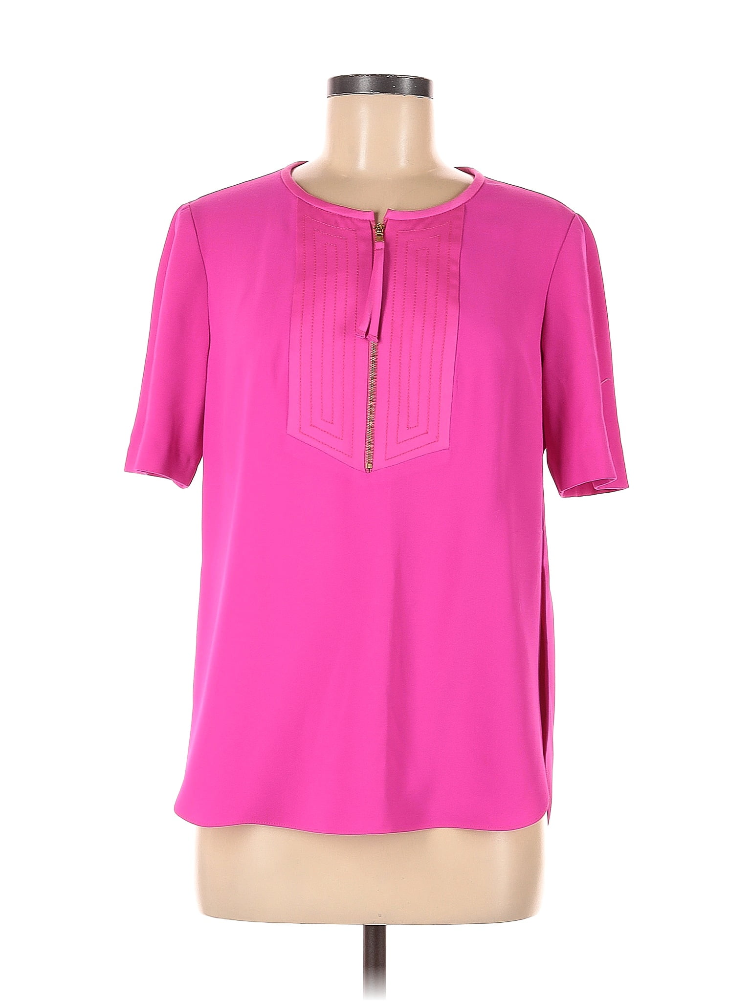 Trina Turk 100 Polyester Pink Short Sleeve Blouse Size M 70 Off