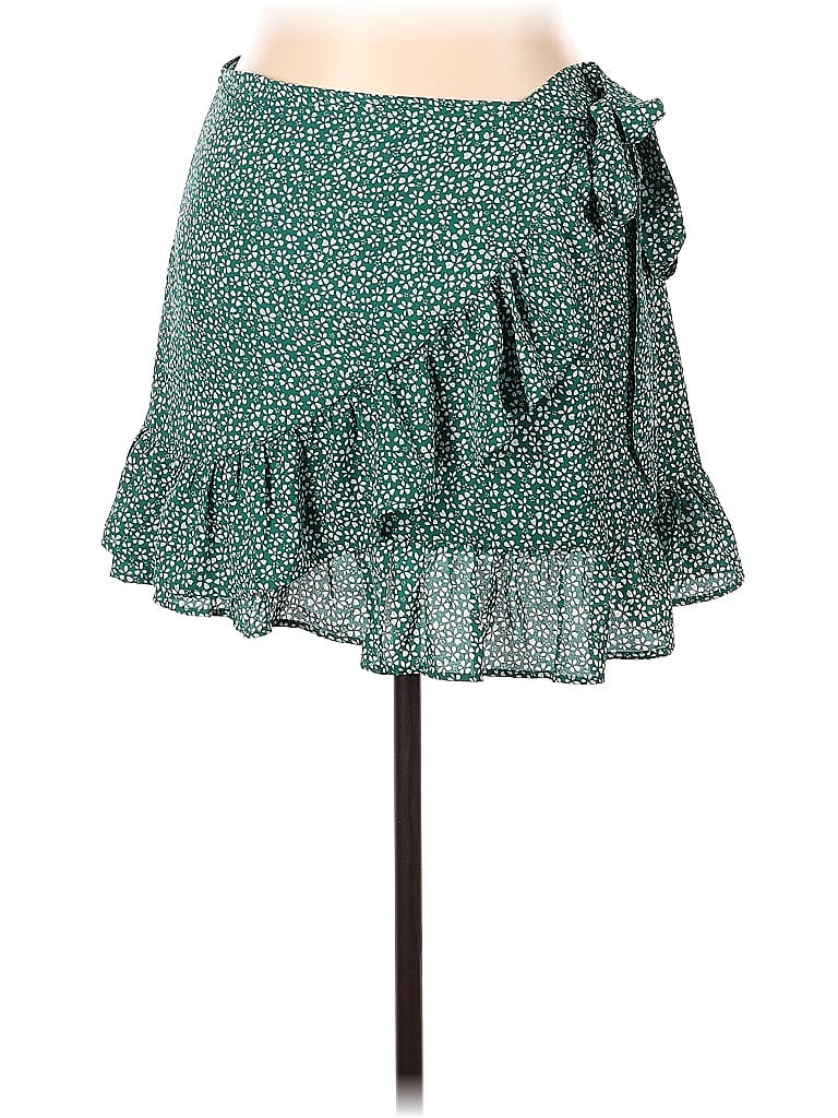 Unbranded 100 Polyester Floral Multi Color Teal Casual Skirt Size Xl