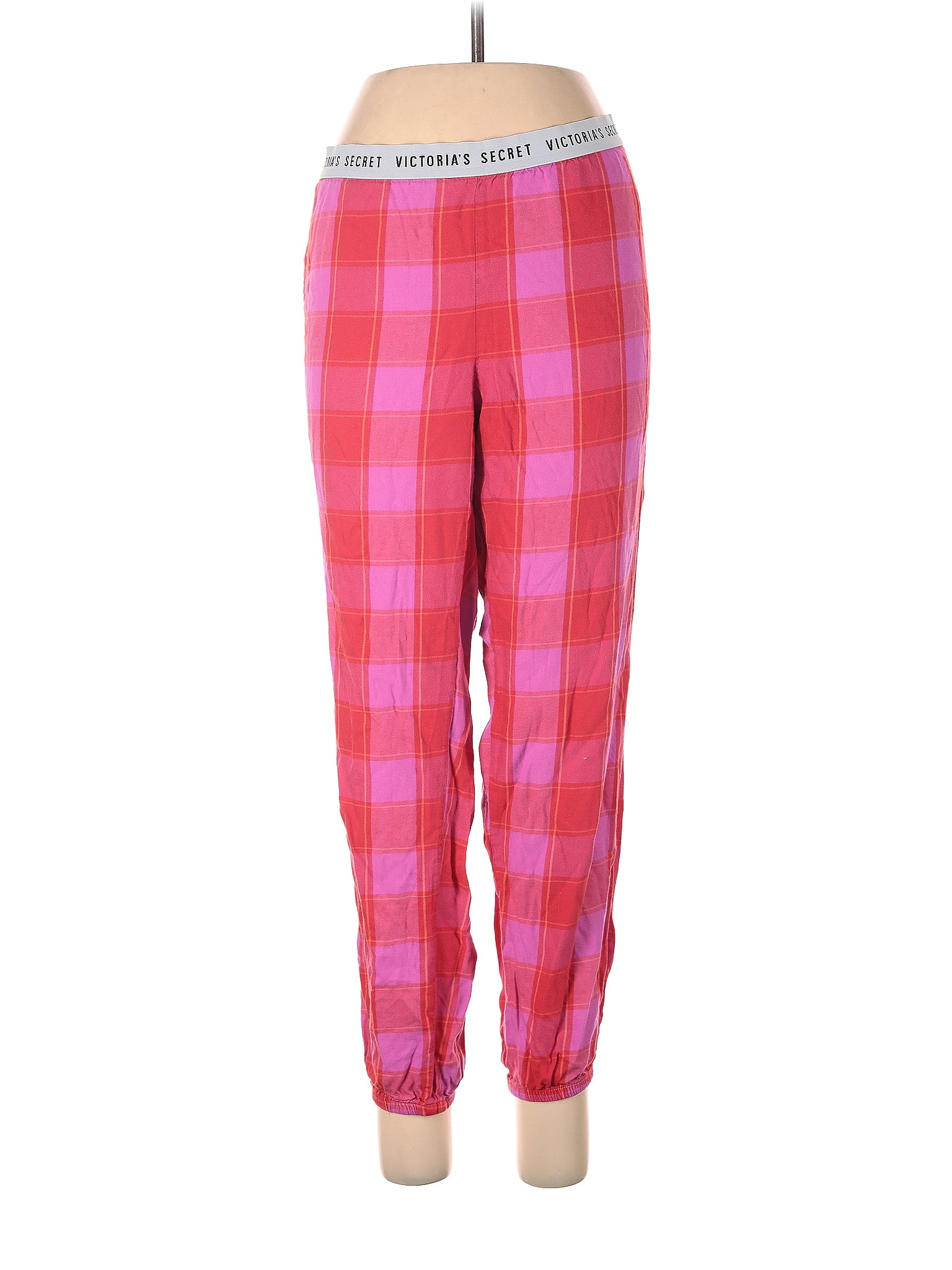 Victoria's Secret Checkered-gingham Multi Color Pink Casual Pants Size ...
