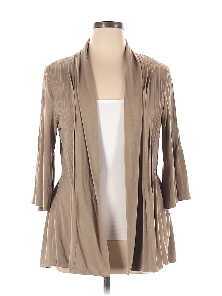 Nygard Collection Color Block Solid Tan Cardigan Size 0X (Plus) - 73% ...