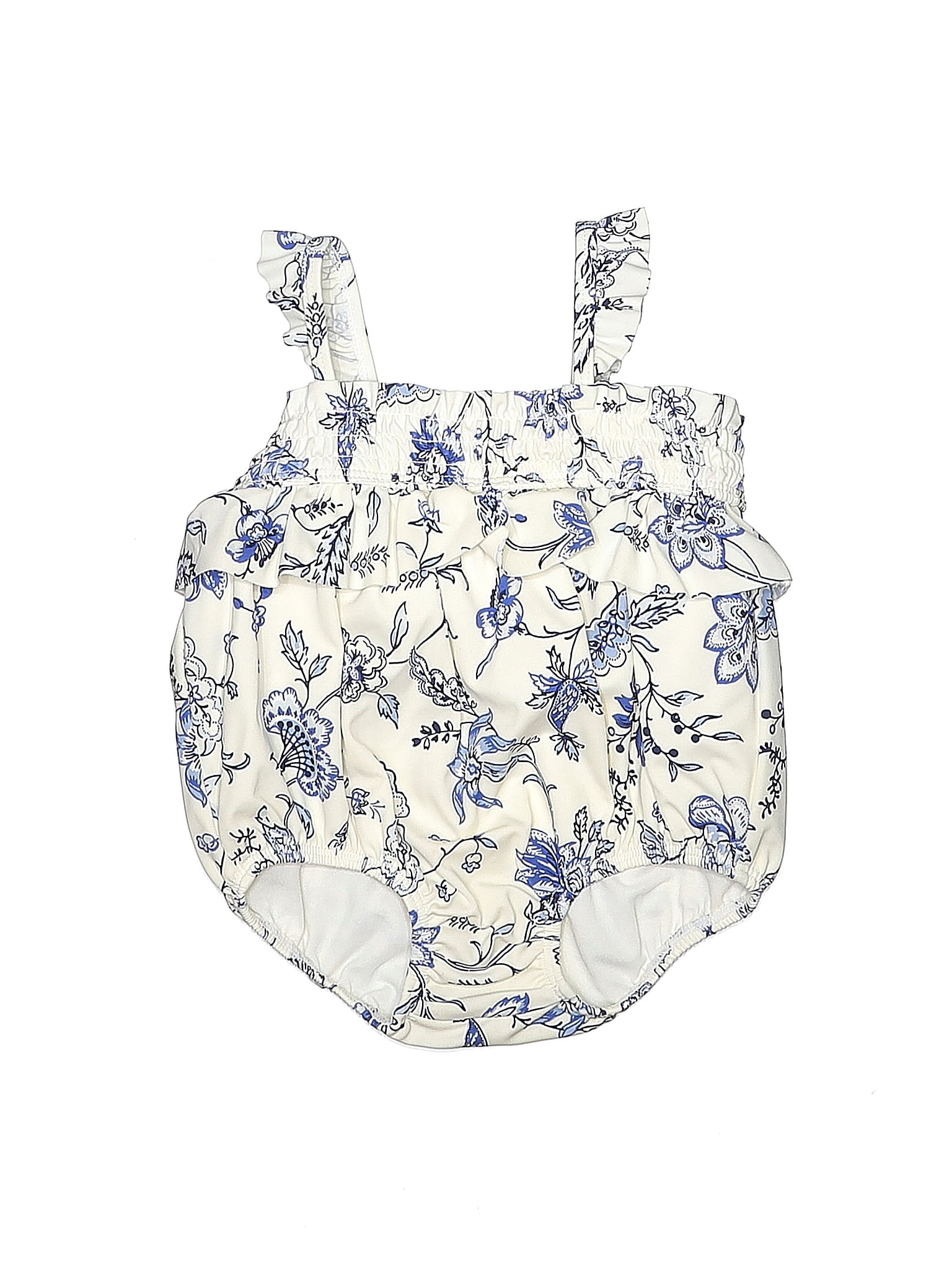 Janie And Jack Floral Ivory One Piece Swimsuit Size 12 18 Mo 61 Off