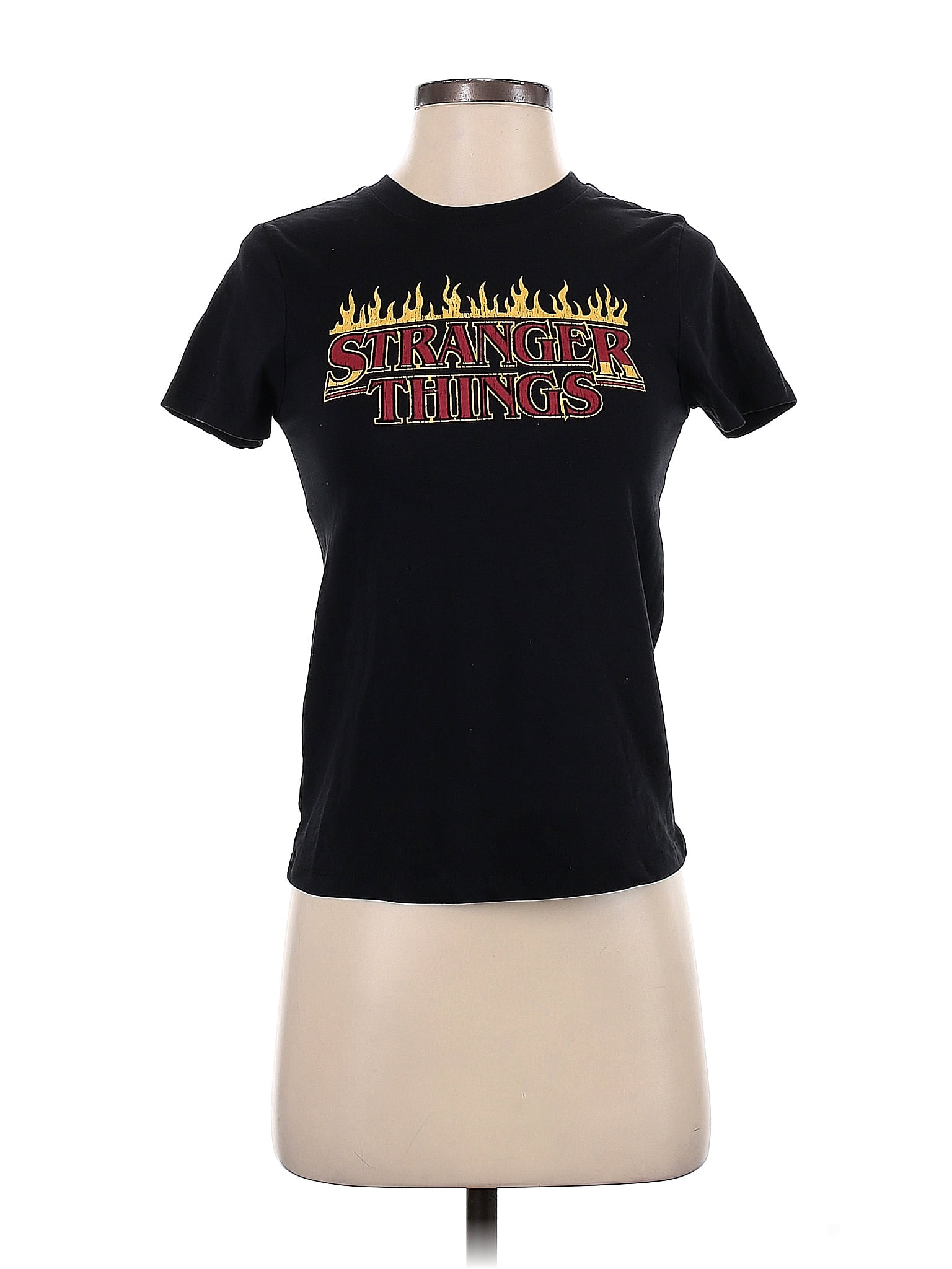 Stranger Things Graphic Solid Black Short Sleeve T-Shirt Size S - 44% ...