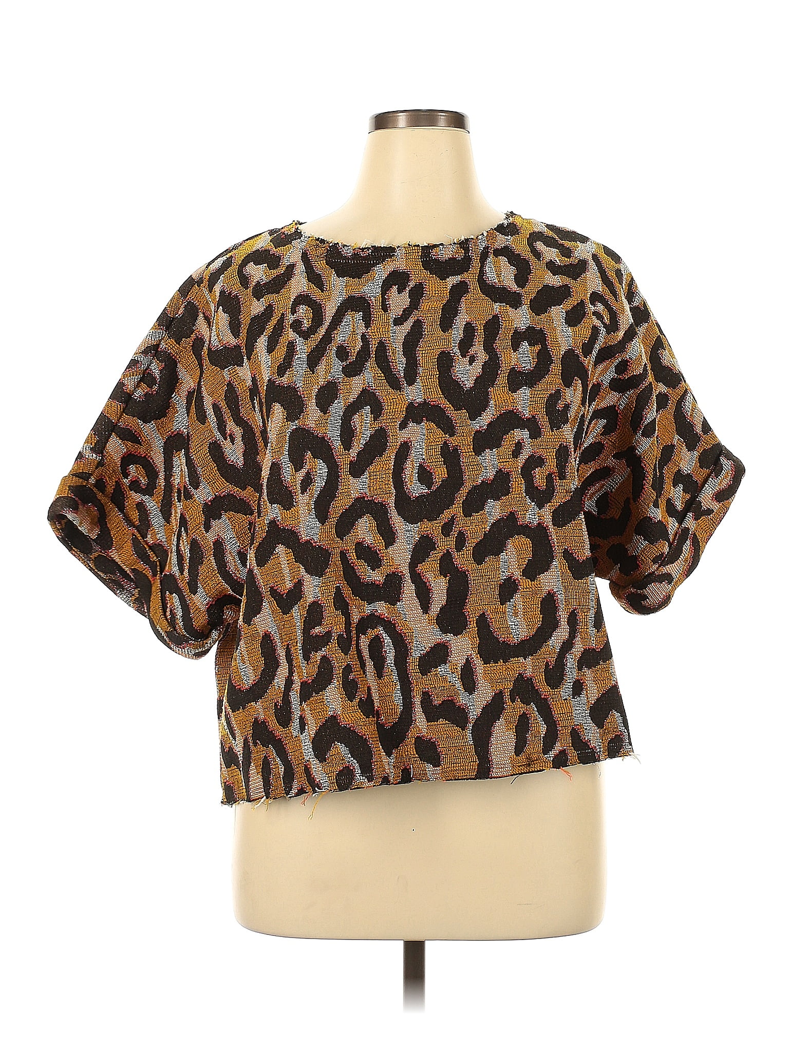 34N 118W Leopard Print Brown 3/4 Sleeve Top Size XL - 75% off | ThredUp