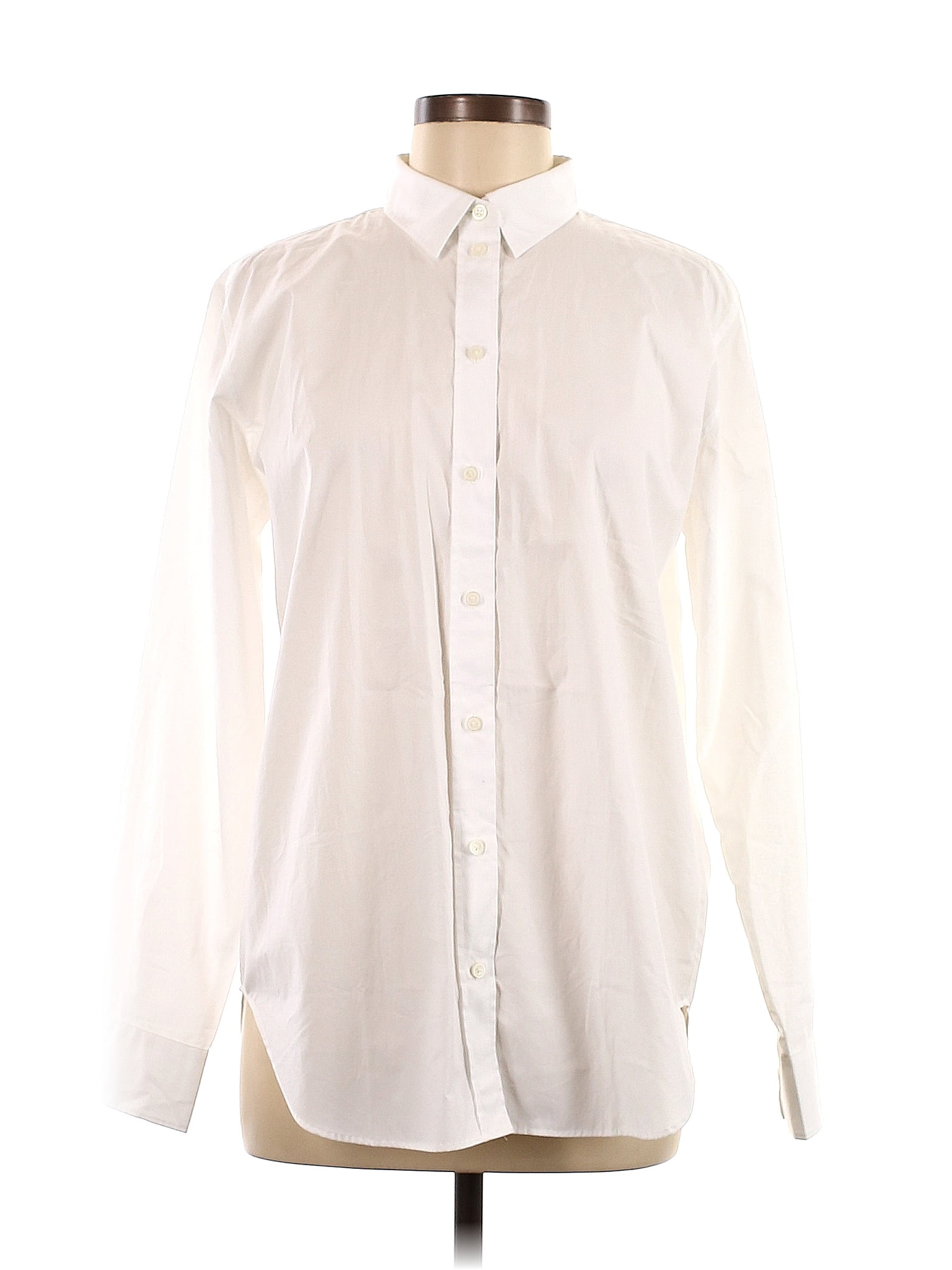 Everlane 100 Cotton Color Block Solid White Ivory Long Sleeve Button