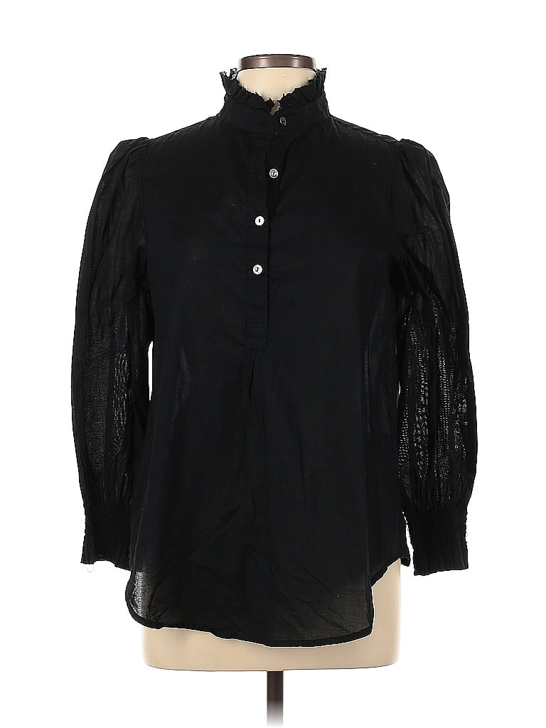 Tuckernuck 100 Cotton Black Long Sleeve Blouse Size L 74 Off Thredup