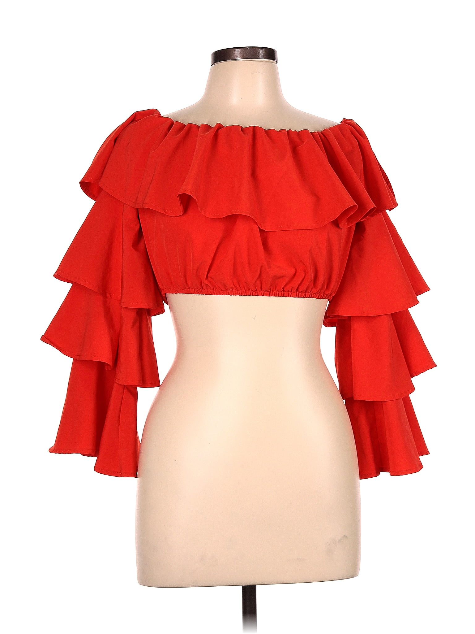 Assorted Brands Solid Red Long Sleeve Blouse Size 10 56 Off Thredup