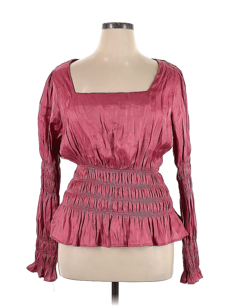 Nasty Gal Inc 100 Polyester Pink Burgundy Long Sleeve Blouse Size 16