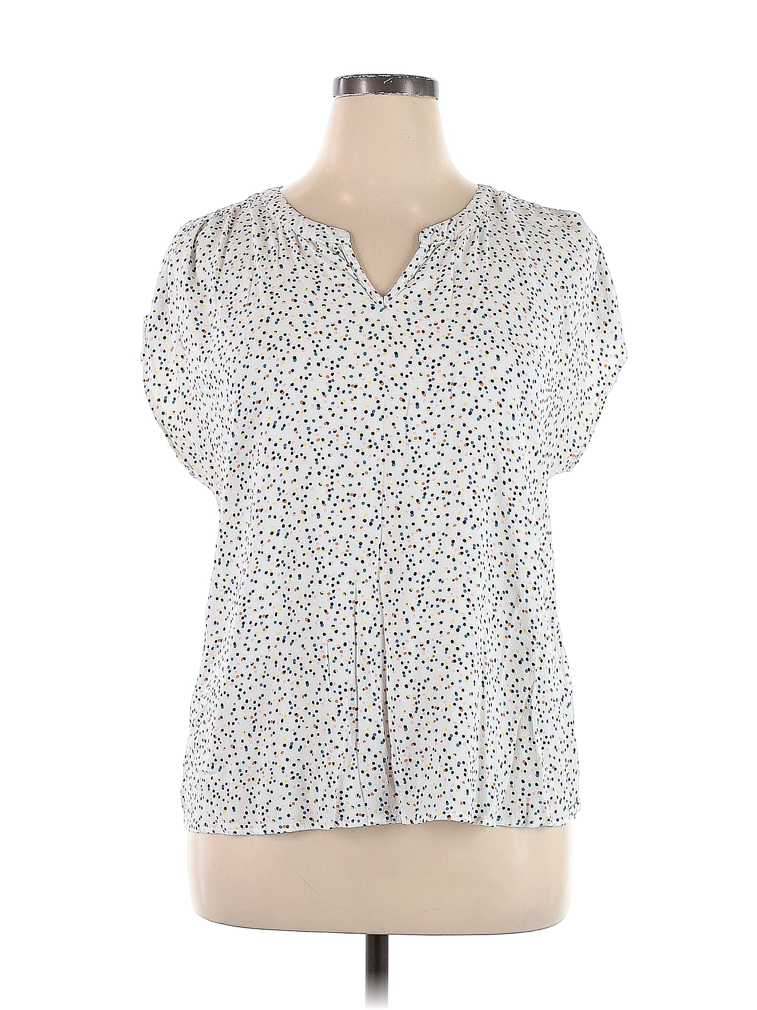 Styleandco 100 Rayon Polka Dots White Short Sleeve Blouse Size Xl 50