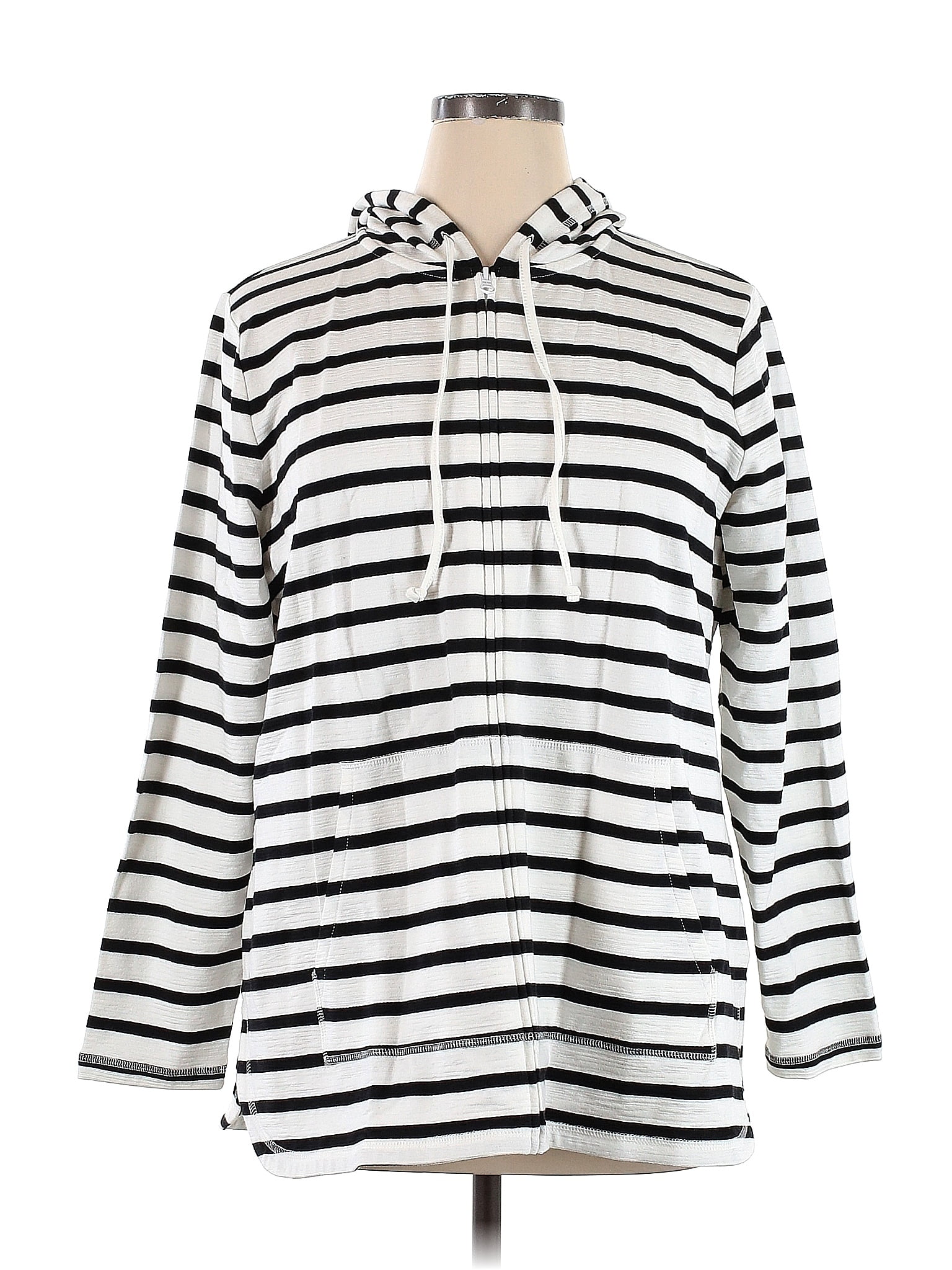 T by Talbots Stripes White Zip Up Hoodie Size 1X (Plus) - 68% off | ThredUp