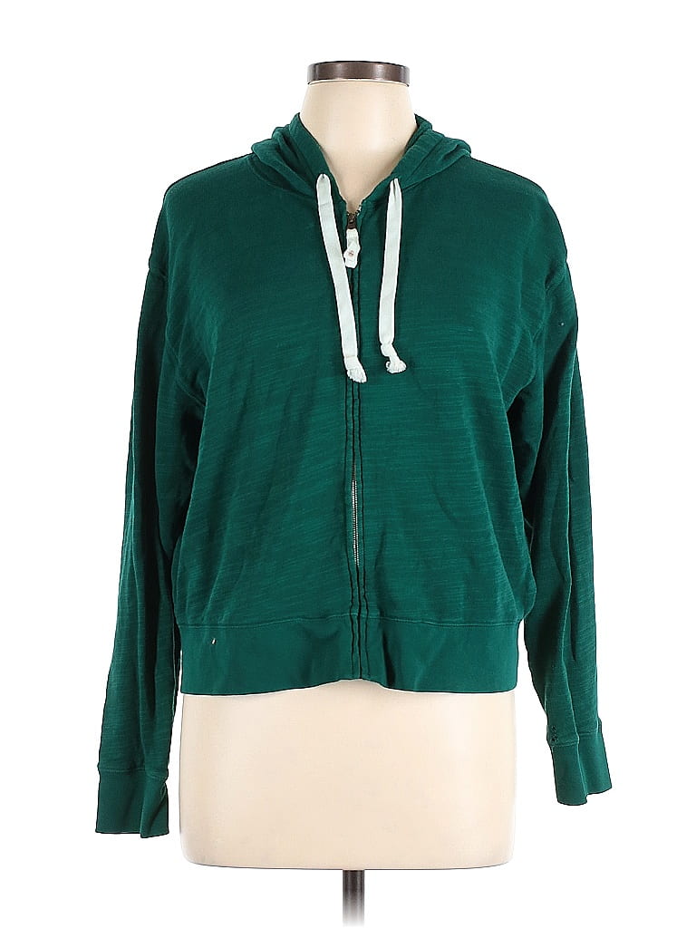 J.Crew 100% Cotton Solid Green Zip Up Hoodie Size L - 62% off | ThredUp