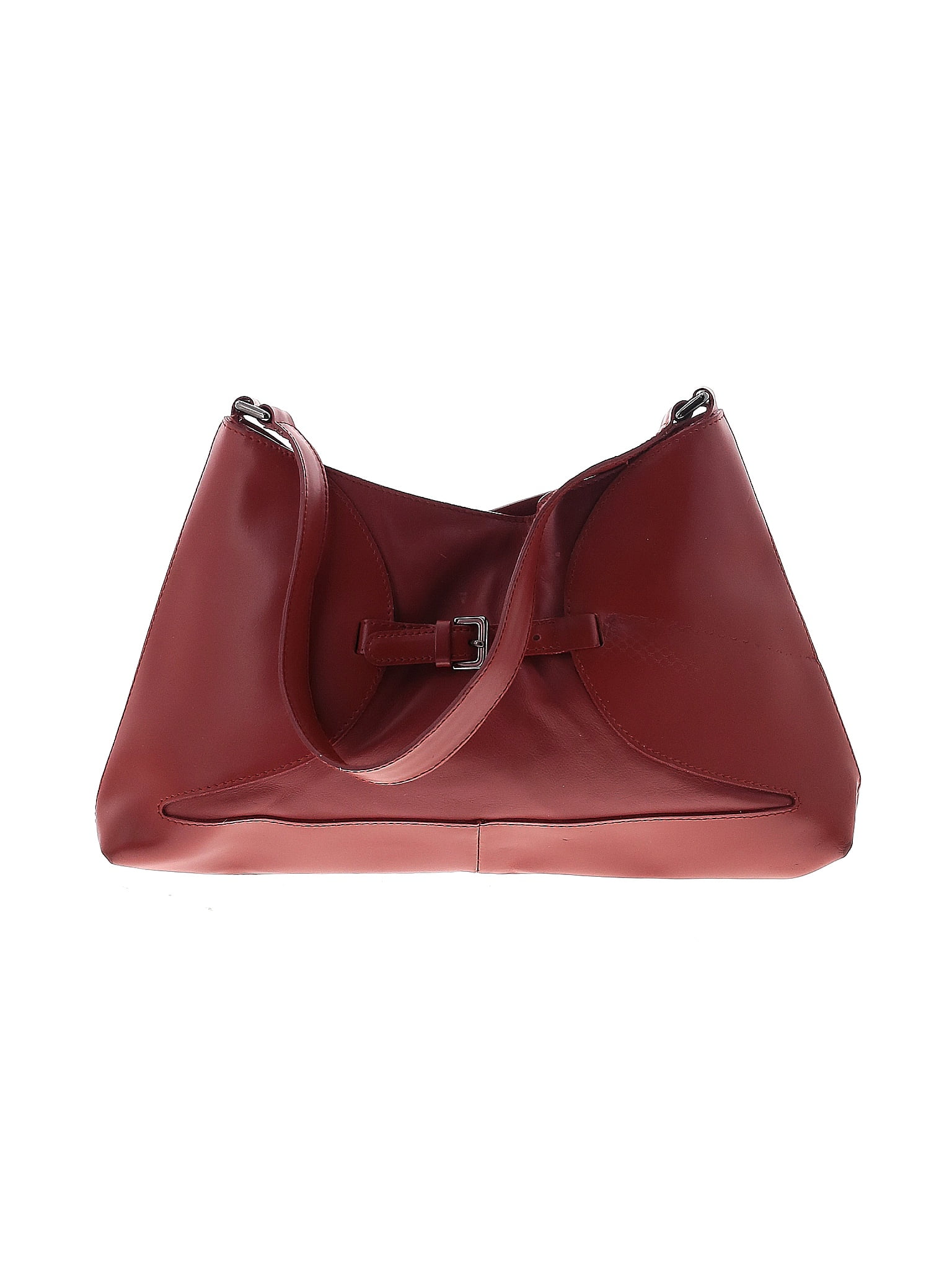 FURLA 100% Leather Solid Maroon Burgundy Leather Hobo One Size - 78% ...