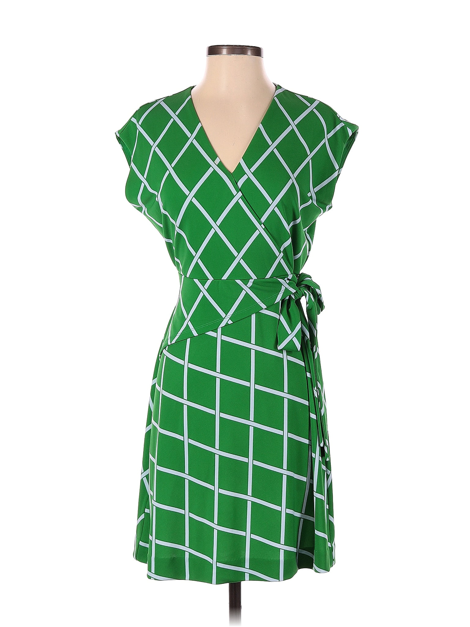 Ann Taylor Grid Green Cocktail Dress Size S (Petite) - 75% off | ThredUp