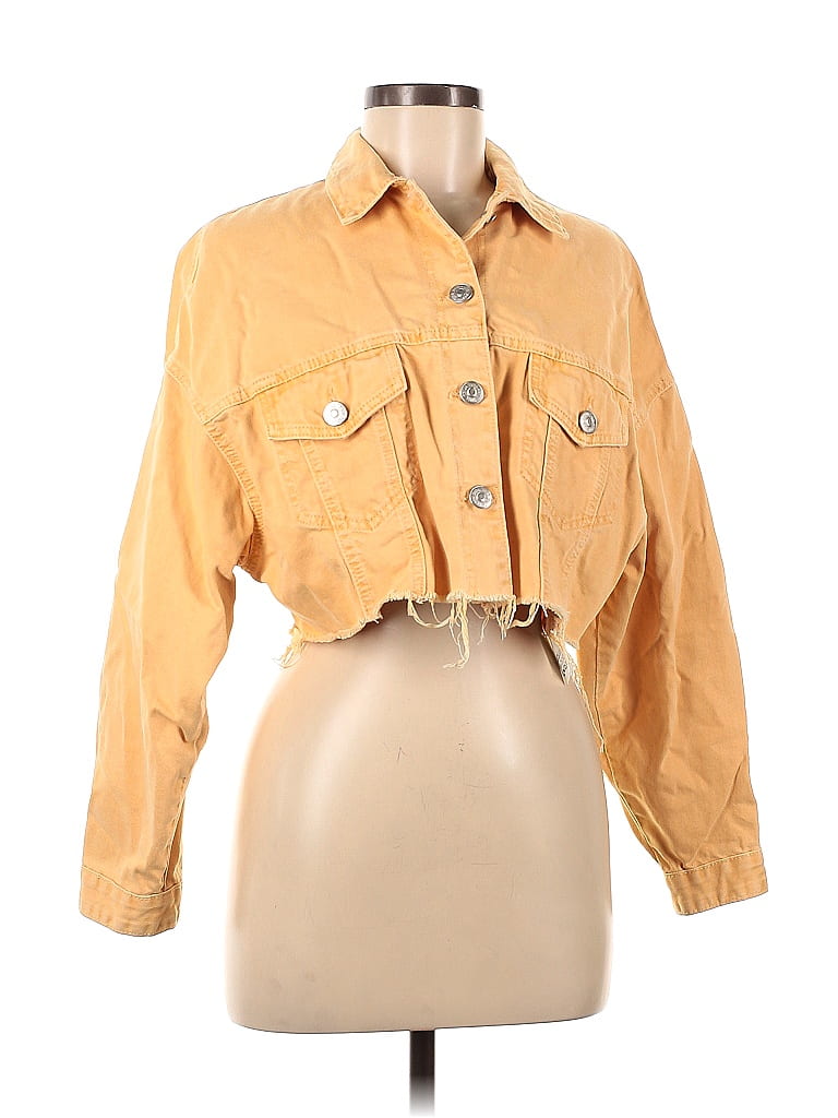 Zara 100% Baumwolle Solid Yellow Denim Jacket Size M - 43% off | ThredUp