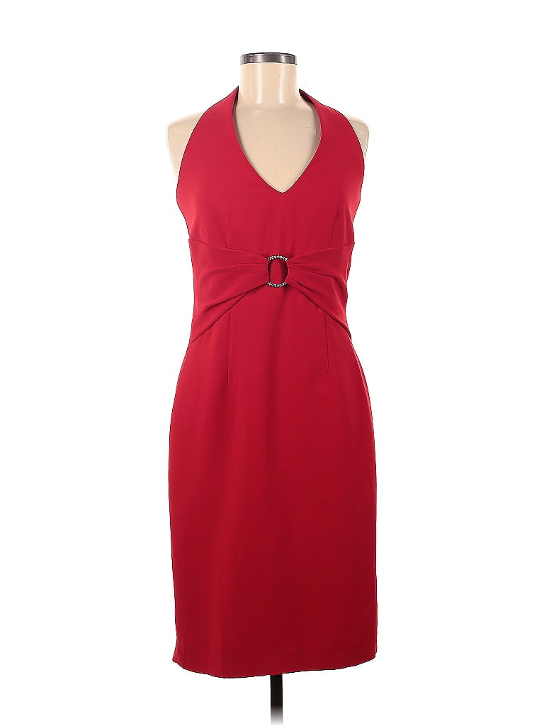 Donna Morgan 100 Polyester Solid Red Cocktail Dress Size 6 75 Off