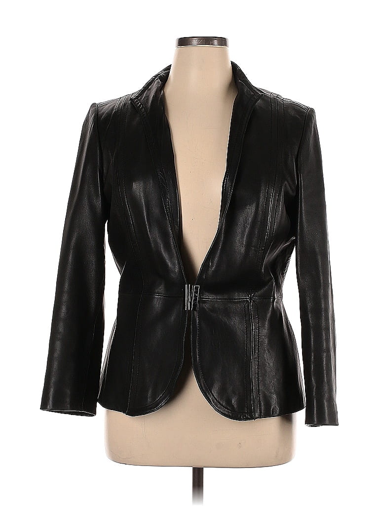 Classiques Entier 100% Leather Solid Black Leather Jacket Size 16 ...