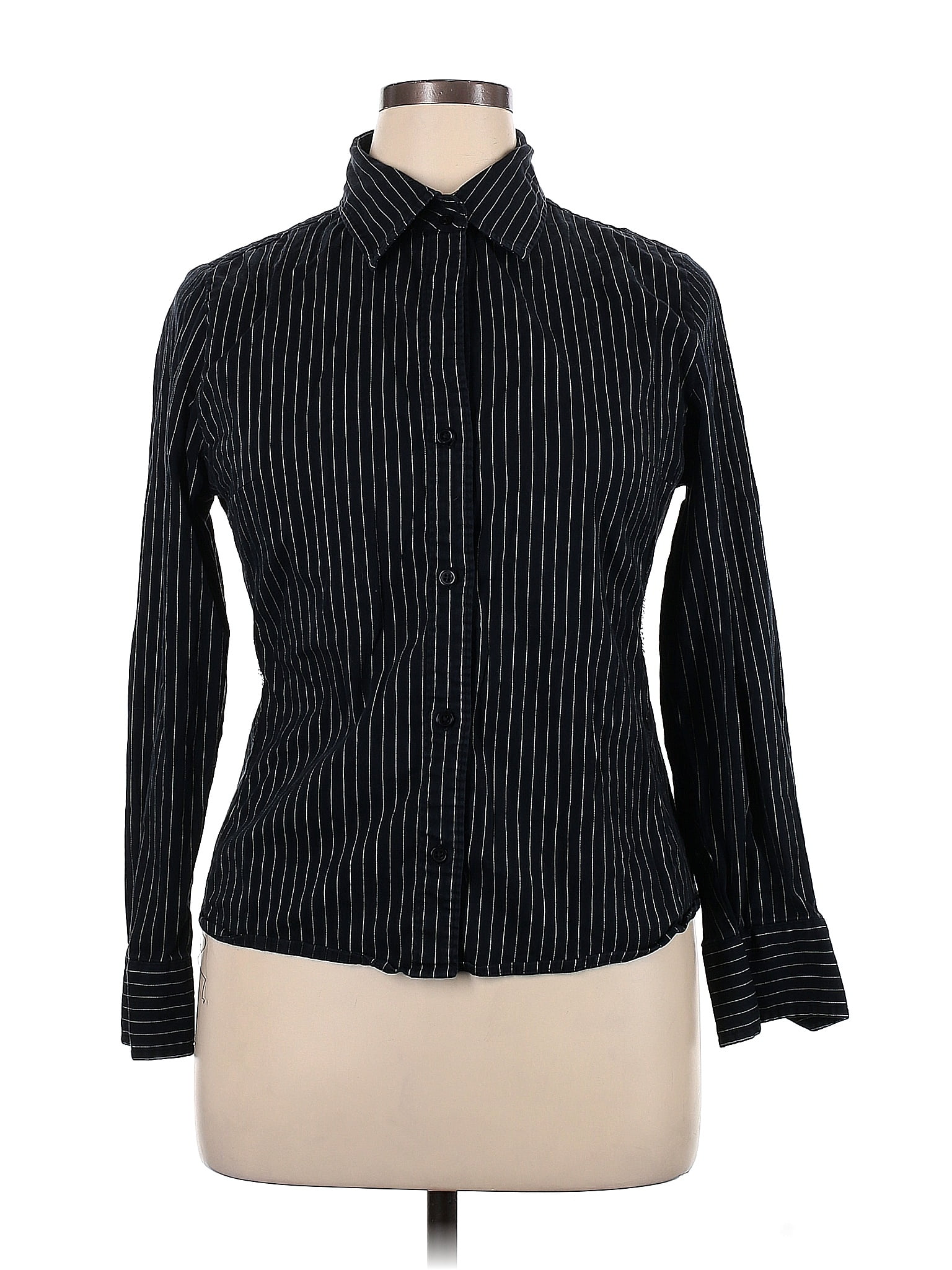 Apt 9 Stripes Black Long Sleeve Button Down Shirt Size Xl 56 Off